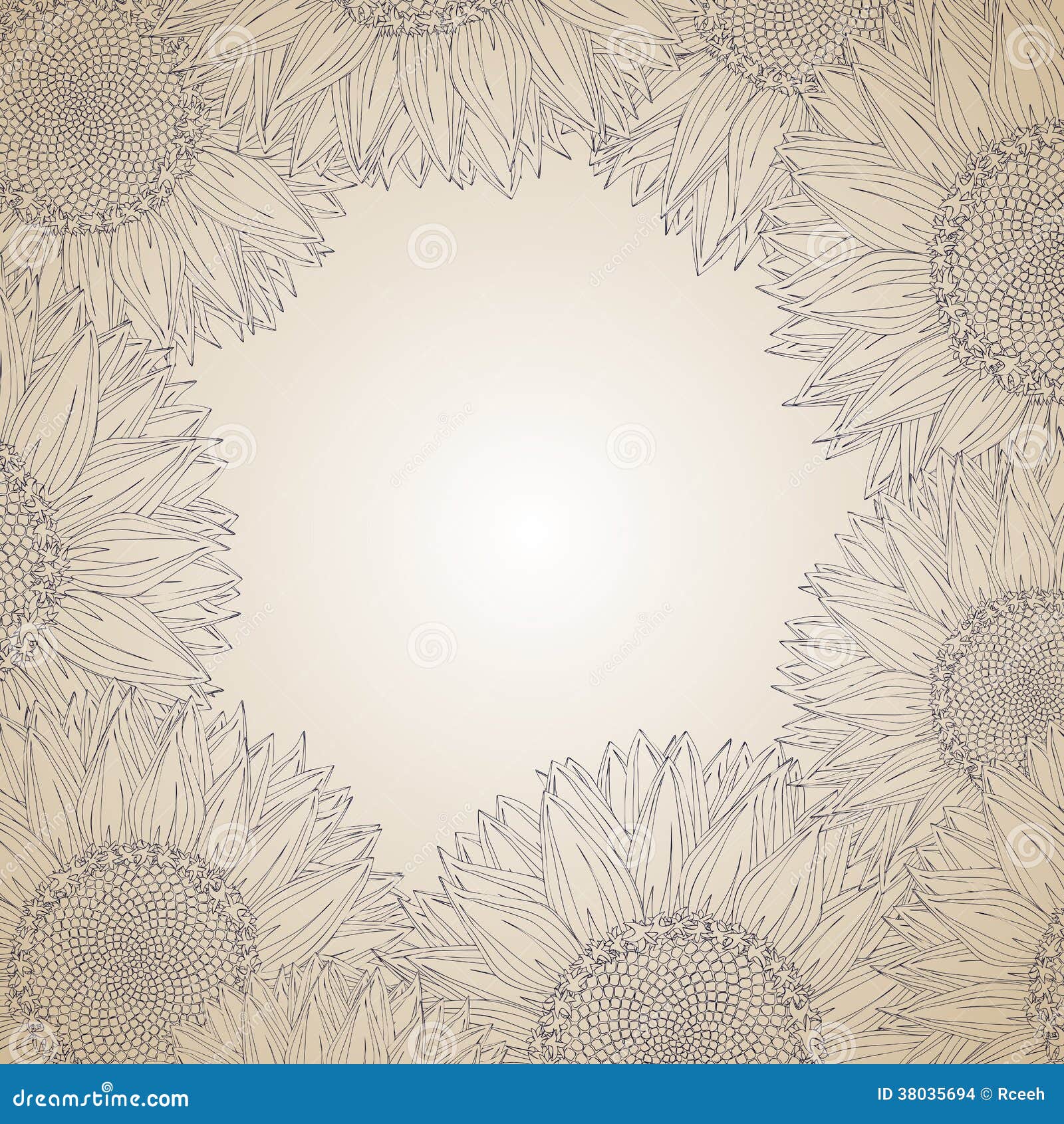 Sunflower frame design stock illustration. Illustration of style - 38035694