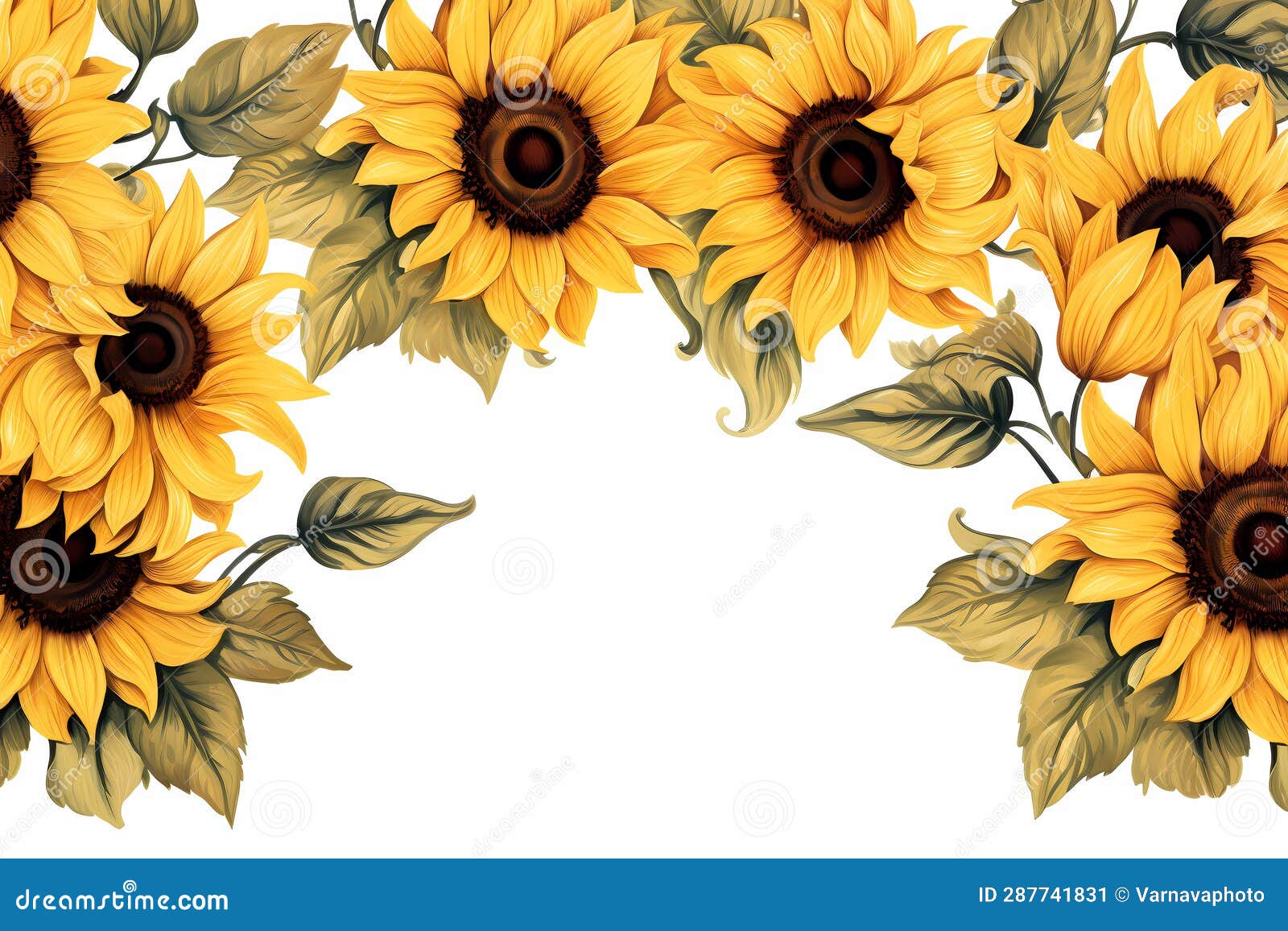 Sunflower Frame Design Sunflowers Border Card Template. AI Generated ...
