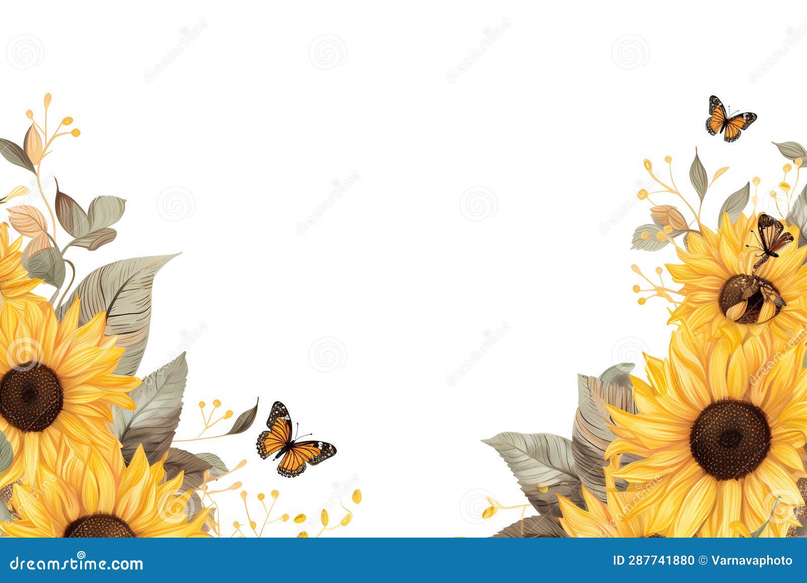 Sunflower Frame Design Sunflowers Border Card Template. AI Generated ...