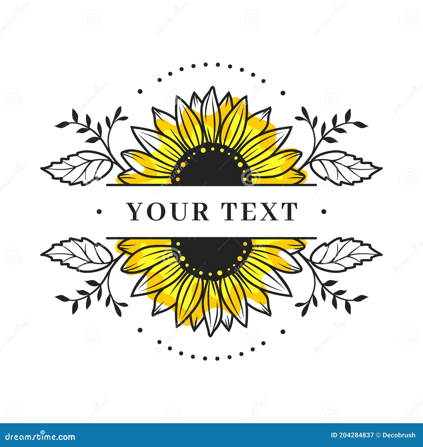 Sunflower Frame, Sunflower Split Monogram, Floral Border. Sunflower ...