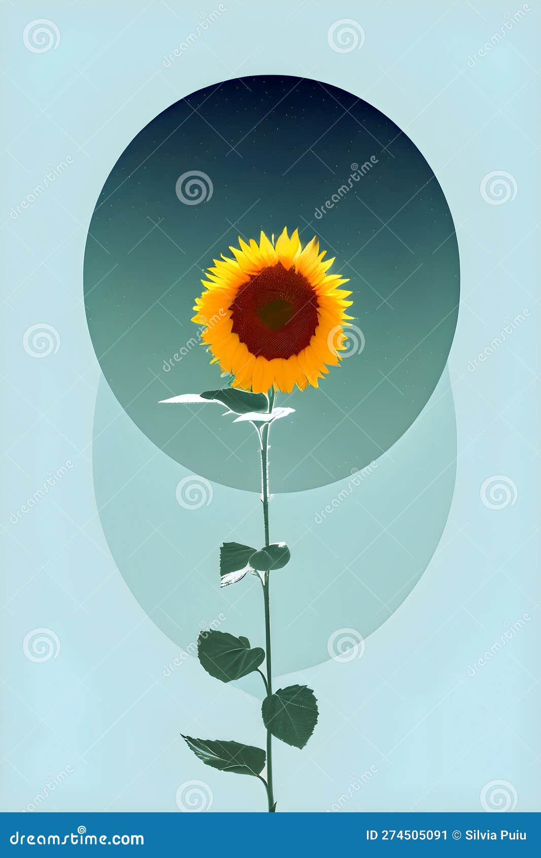 Sunflower on Gradient Background. Generative AI Stock Illustration ...