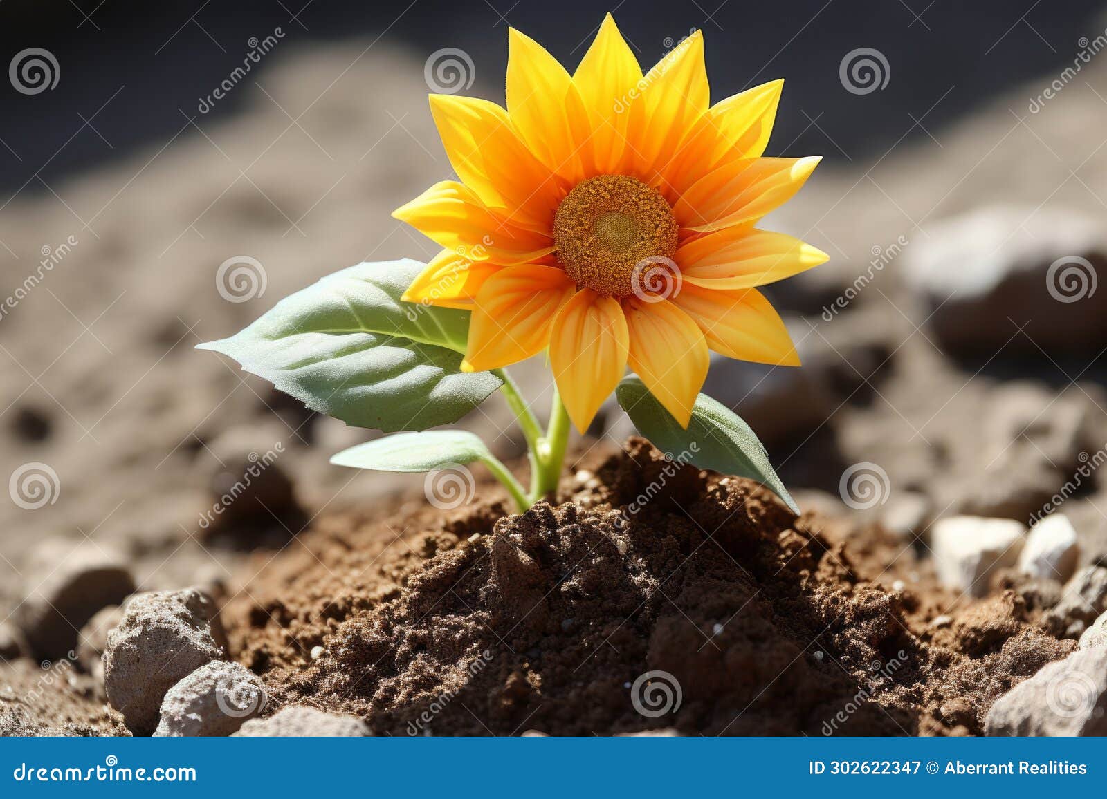 A Sunflower is Growing Out of the Ground Stock Illustration ...