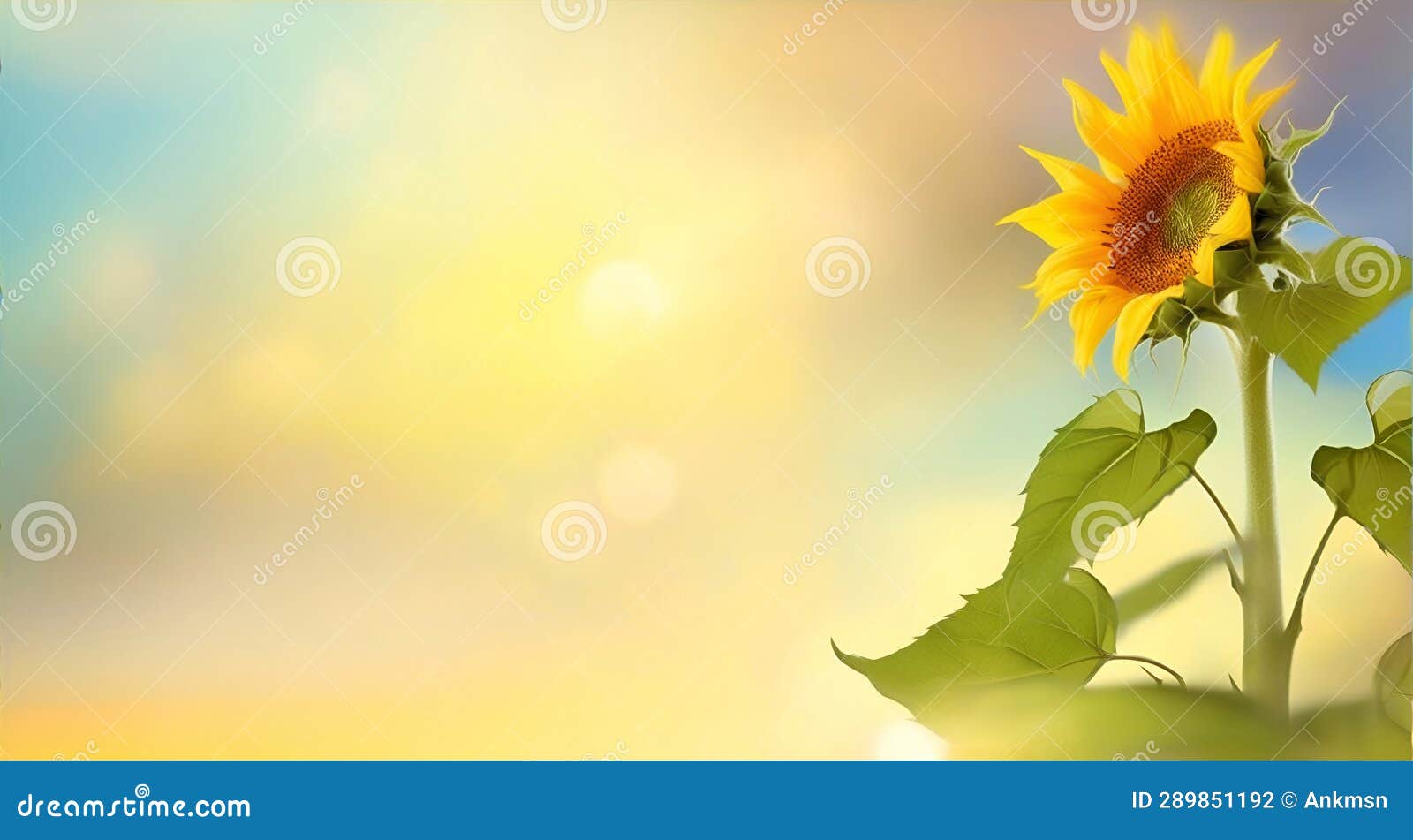 Sunflower on Horizontal Blur Background with Copy Space Stock ...
