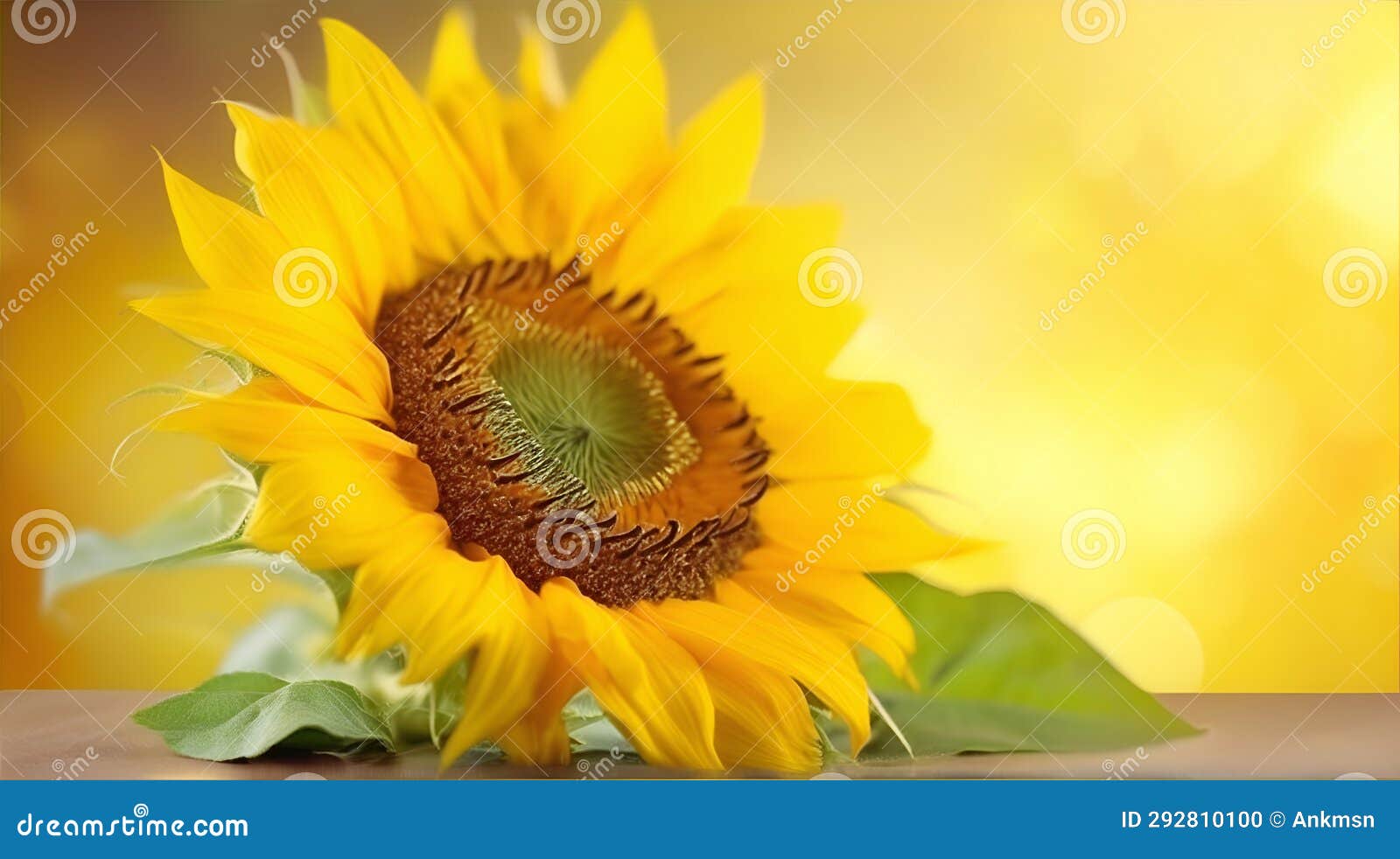Sunflower on Horizontal Blur Background with Copy Space Stock ...