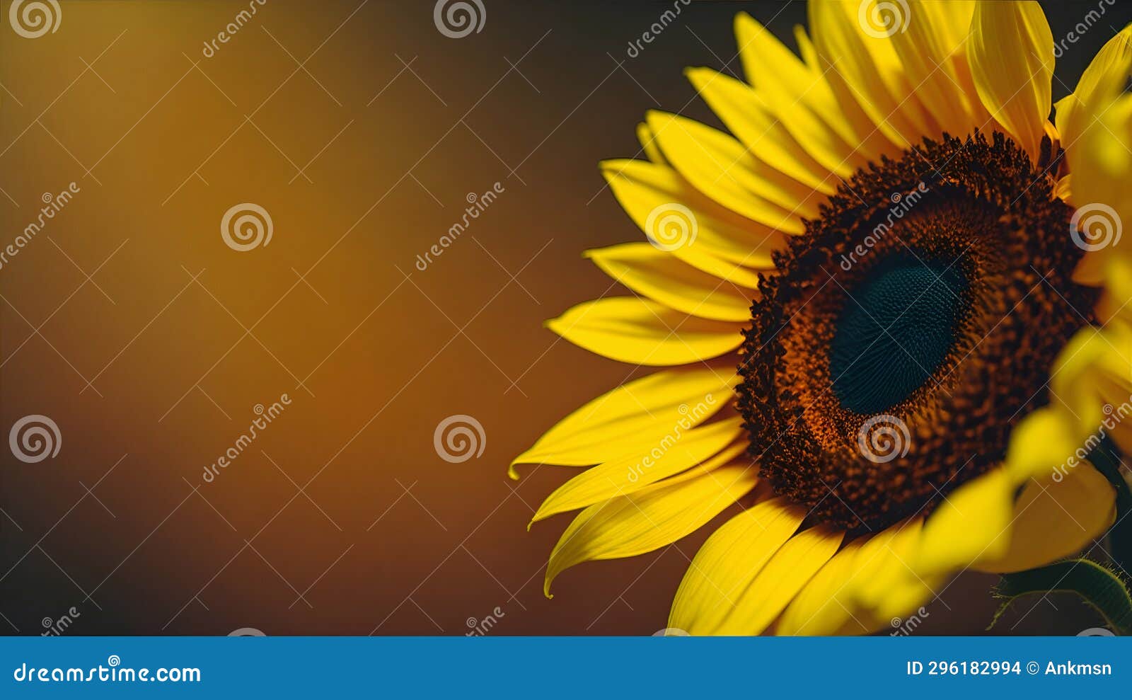 Sunflower on Horizontal Blur Background with Copy Space Stock ...