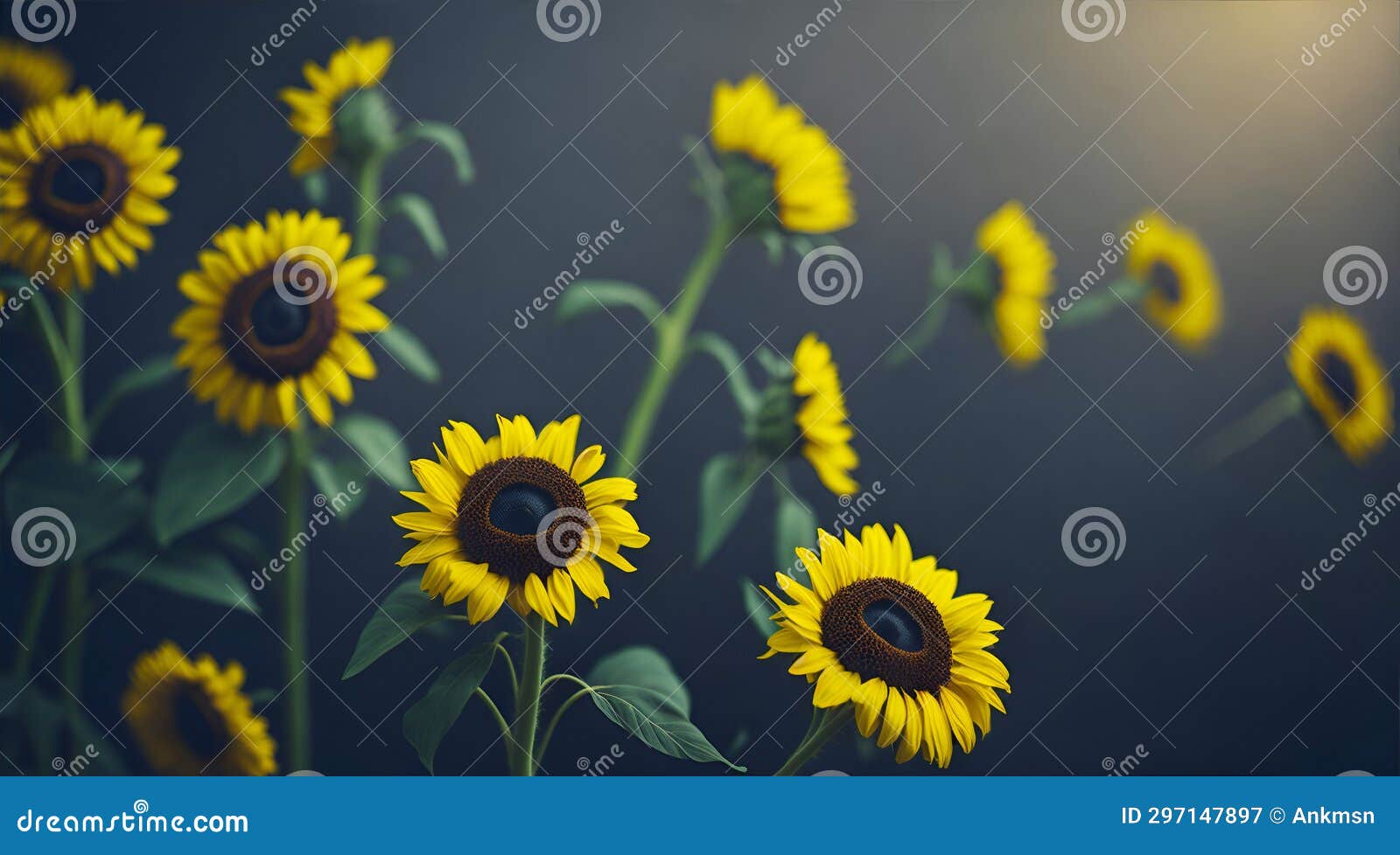Sunflower on Horizontal Blur Background with Copy Space Stock ...