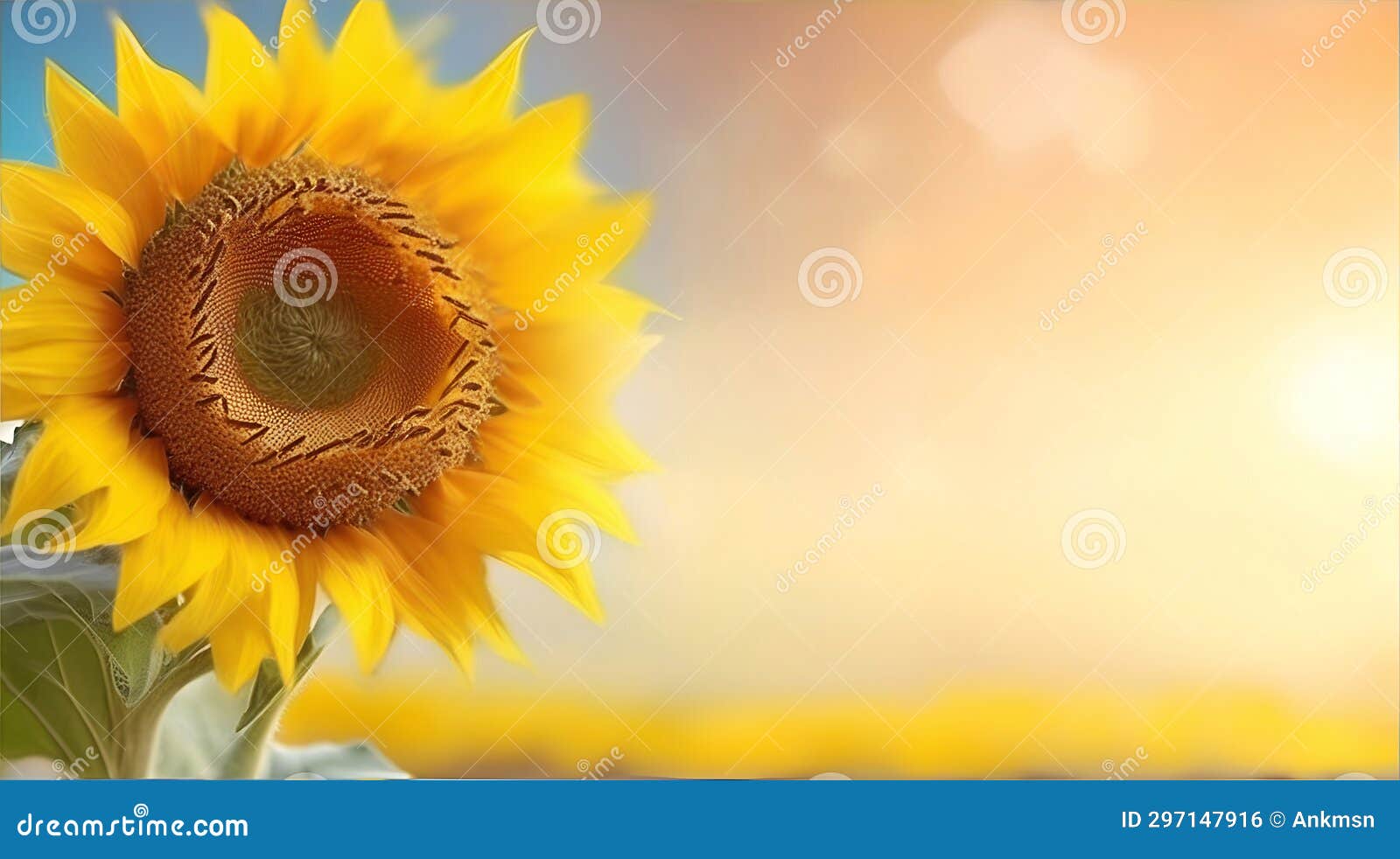 Sunflower on Horizontal Blur Background with Copy Space Stock ...