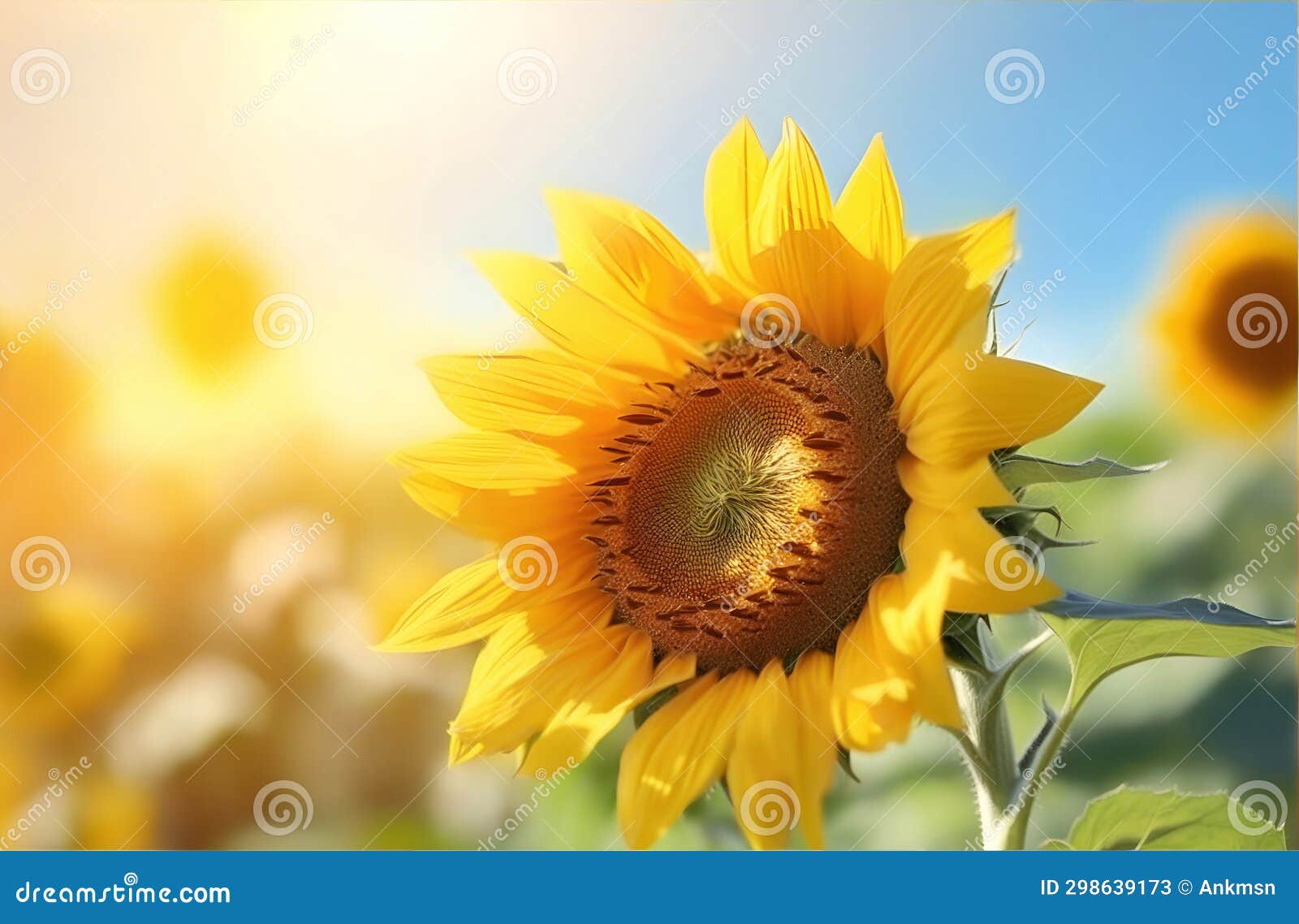 Sunflower on Horizontal Blur Background with Copy Space Stock ...