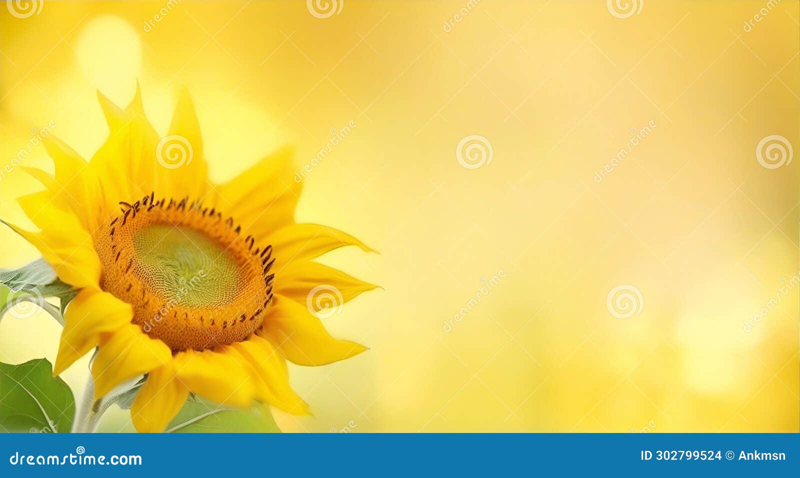 Sunflower on Horizontal Blur Background with Copy Space Stock ...