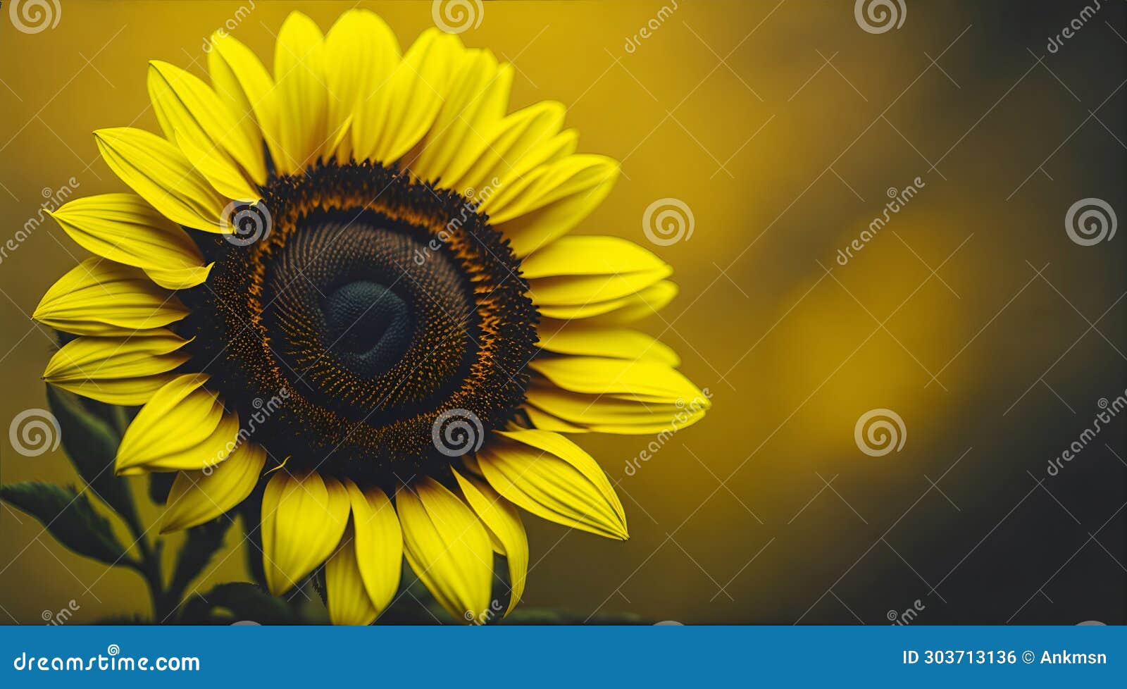 Sunflower on Horizontal Blur Background with Copy Space Stock ...