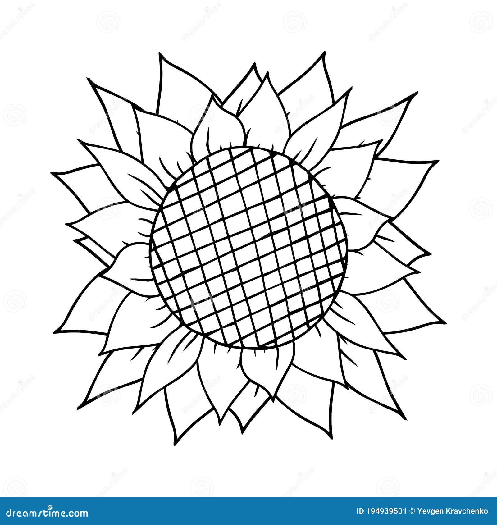 Sunflower Icon. Sunflower on a Stalk with Carved Leaves. Vector ...