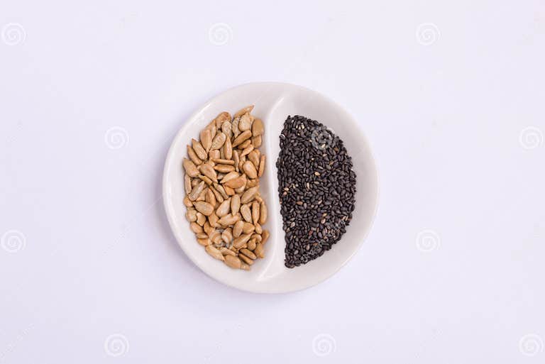 Sunflower Kernel and Black Sesame Seed Stock Image - Image of food ...