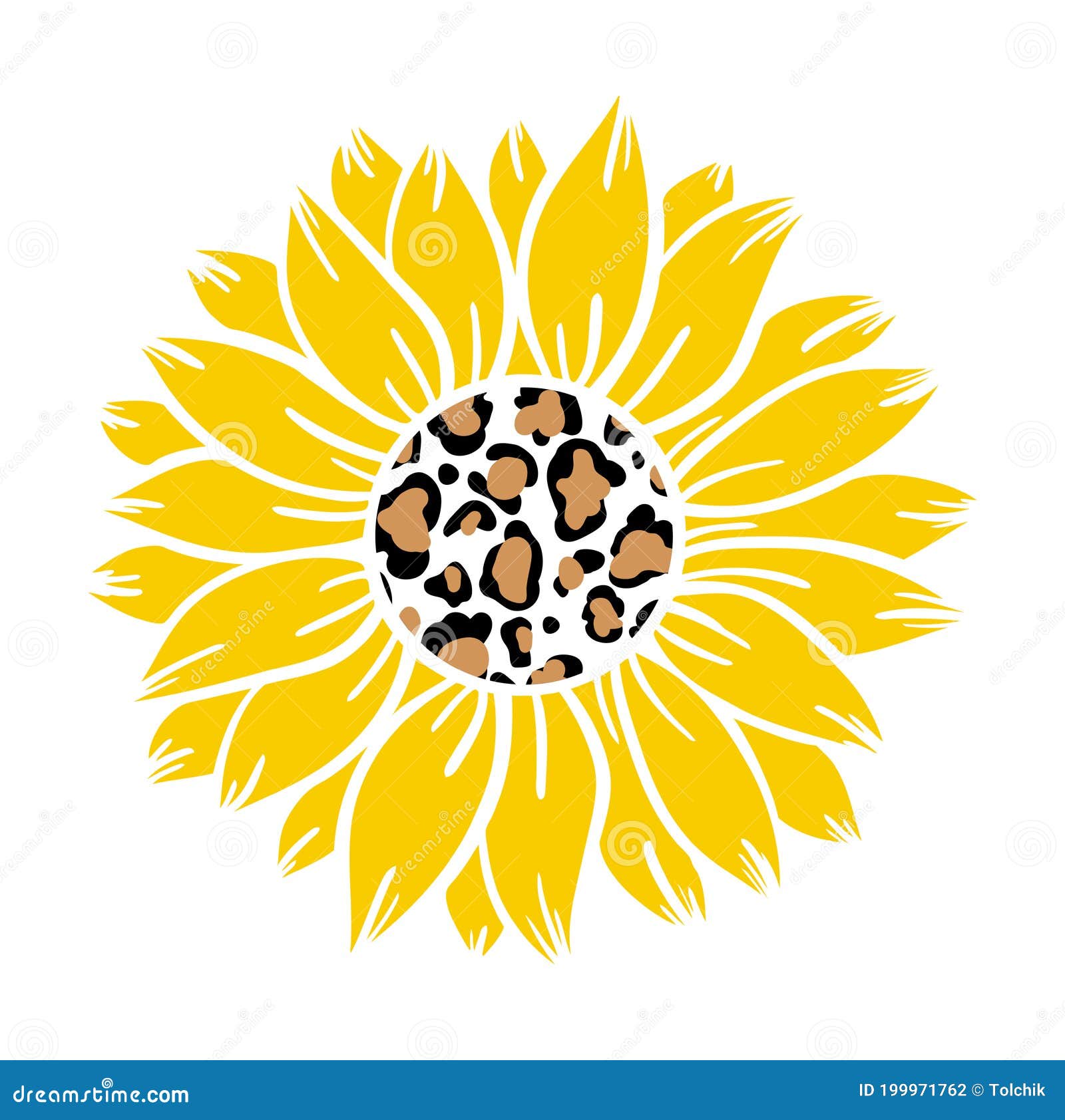 Sunflower Leopard Print Vector Illustration for Chirt Stock Vector ...