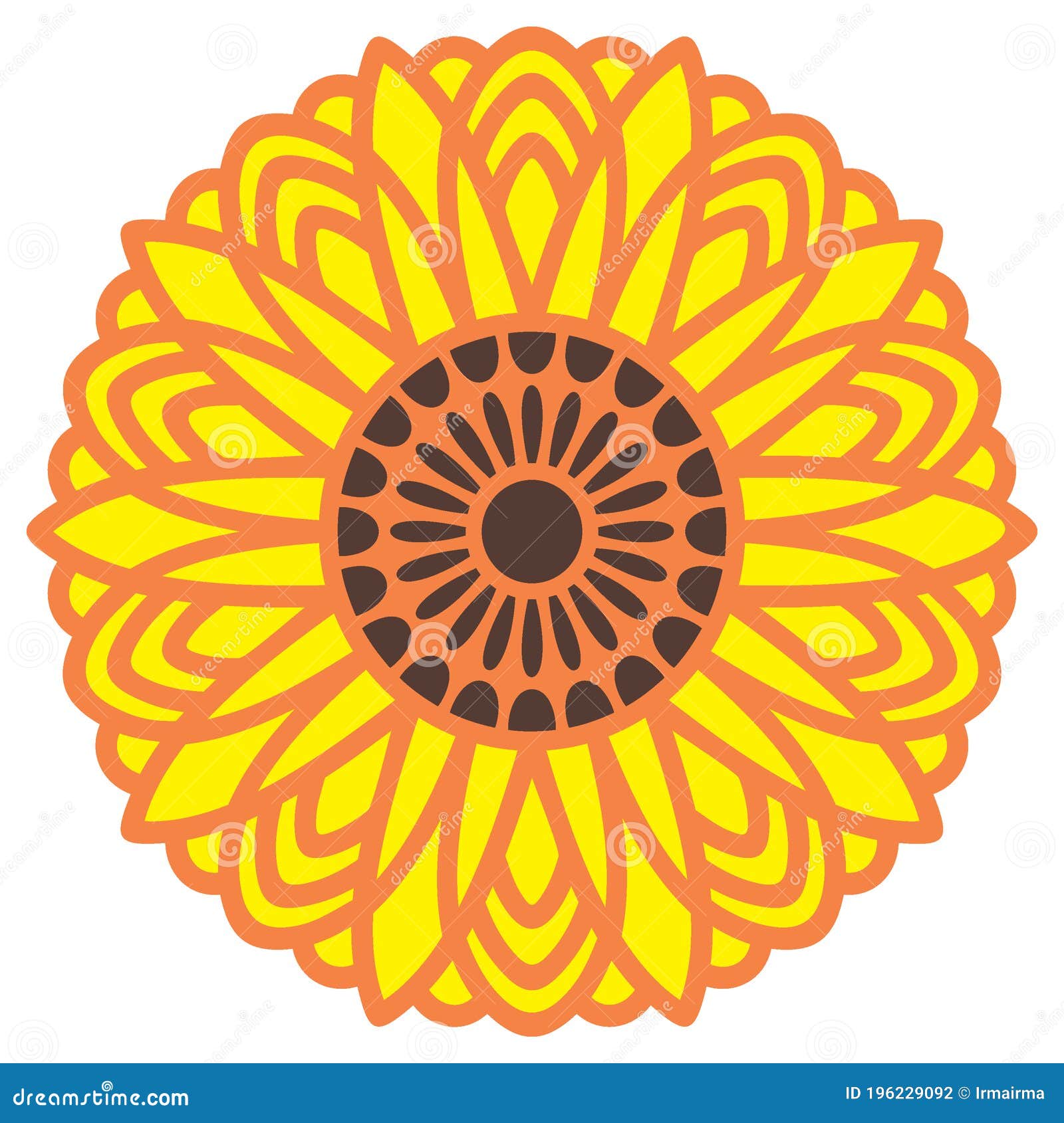Sunflower floral mandala stock vector. Illustration of design - 196229092