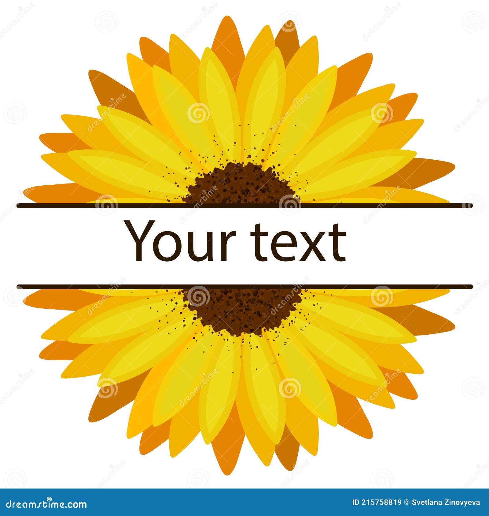 Sunflower Monogram with Horizontal Empty Frame for Text Stock Vector ...