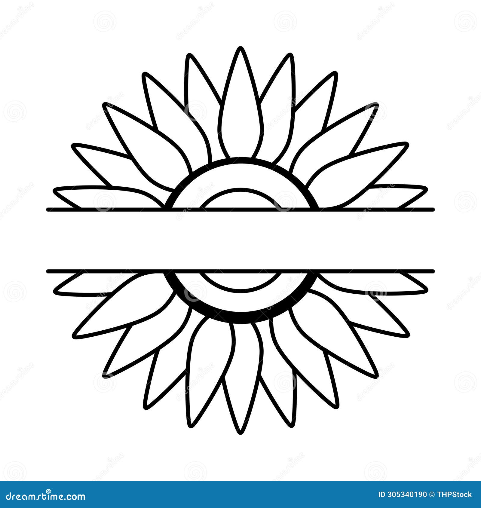 Sunflower Monogram Line Drawing Vector Stock Vector - Illustration of ...