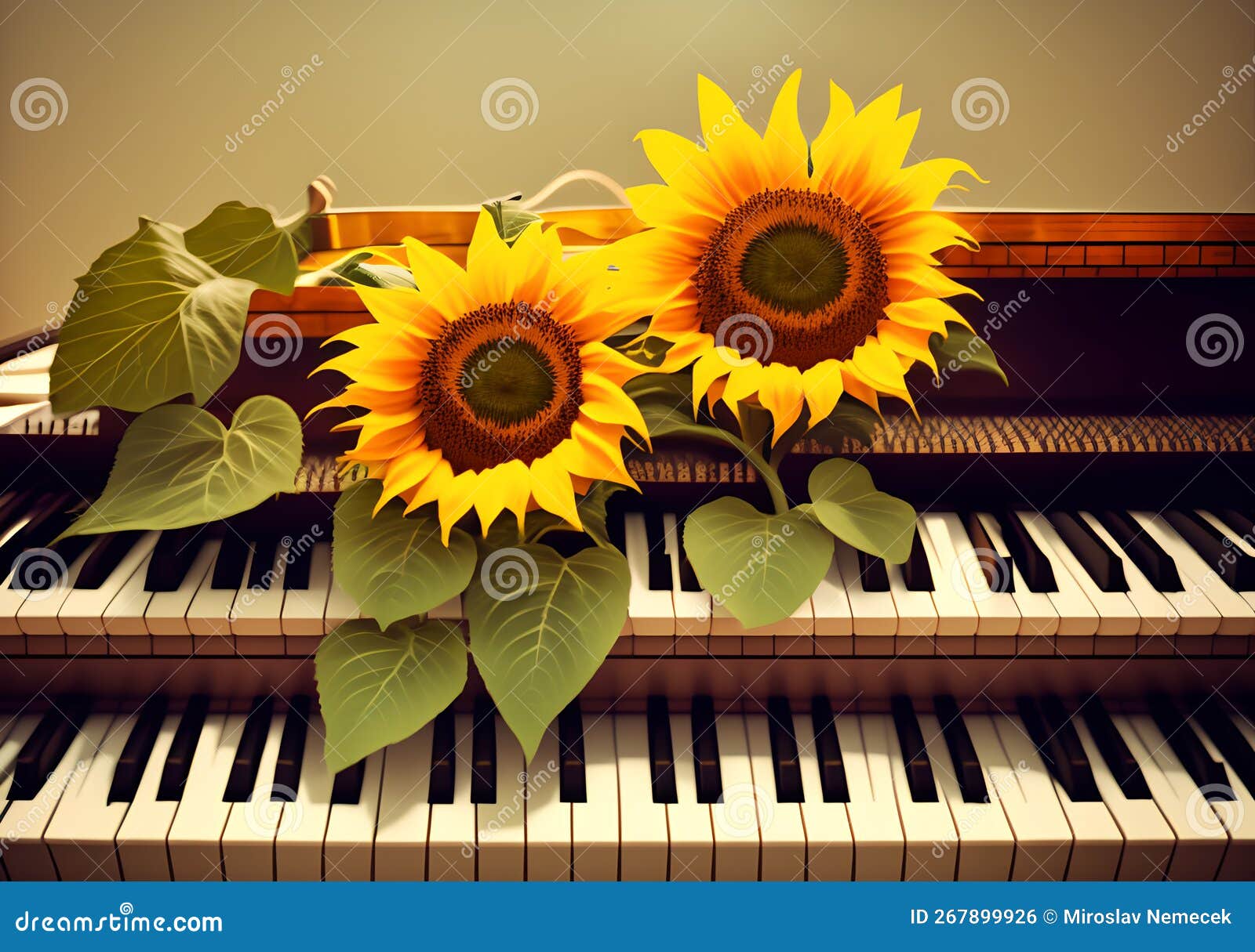 Sunflower Music, Generative AI Illustration Stock Illustration ...
