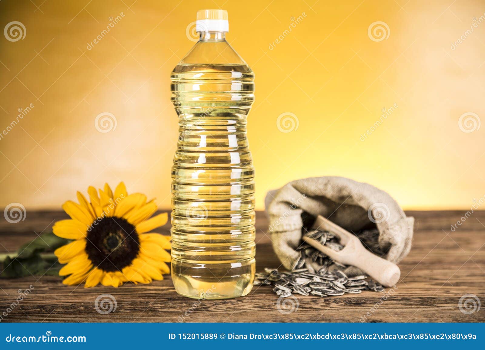 Sunflower Oil in a Bottle and Sunflower Seeds and Sunflower Stock Image ...