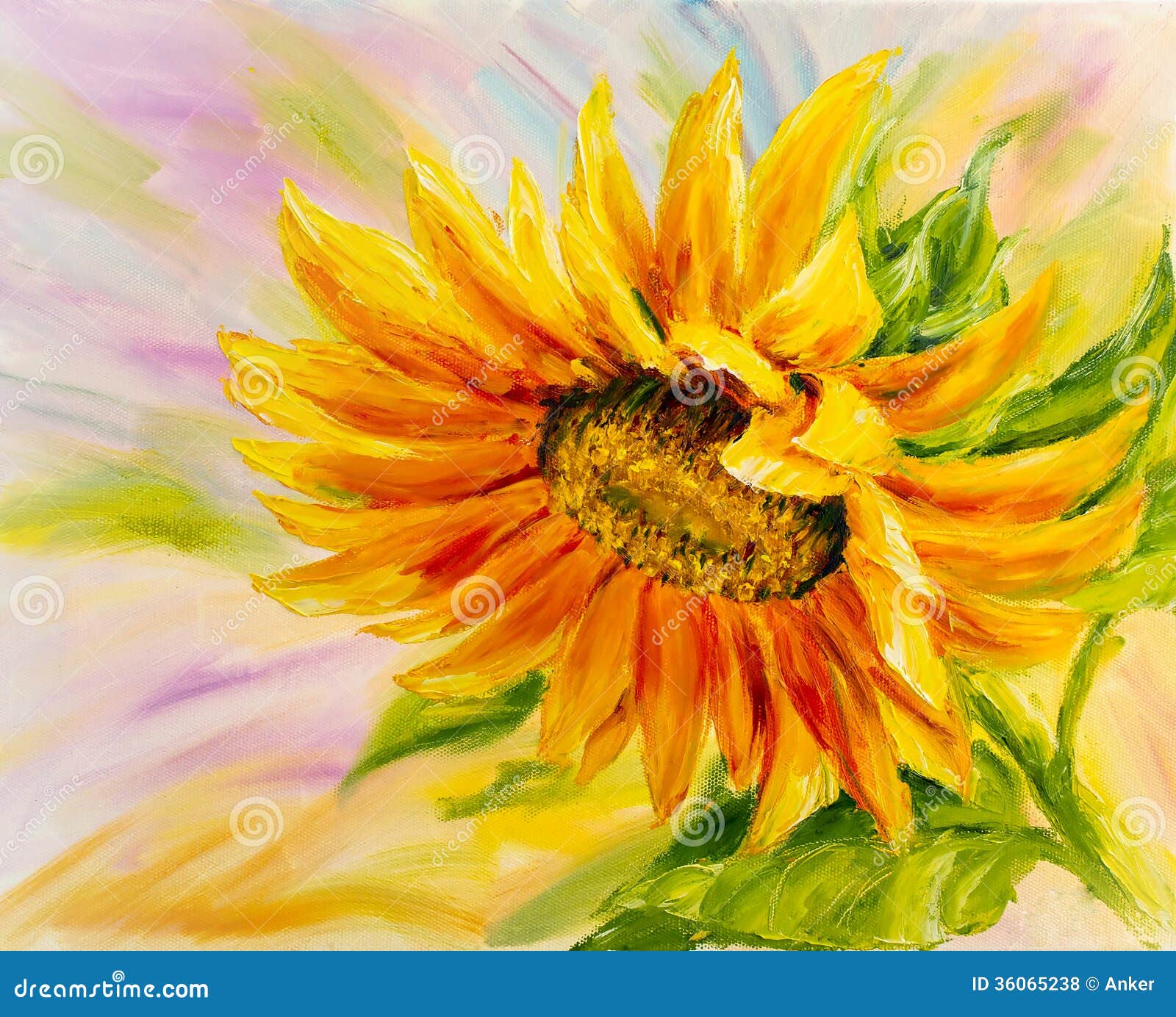 Sunflower, oil painting stock illustration. Illustration of plant ...
