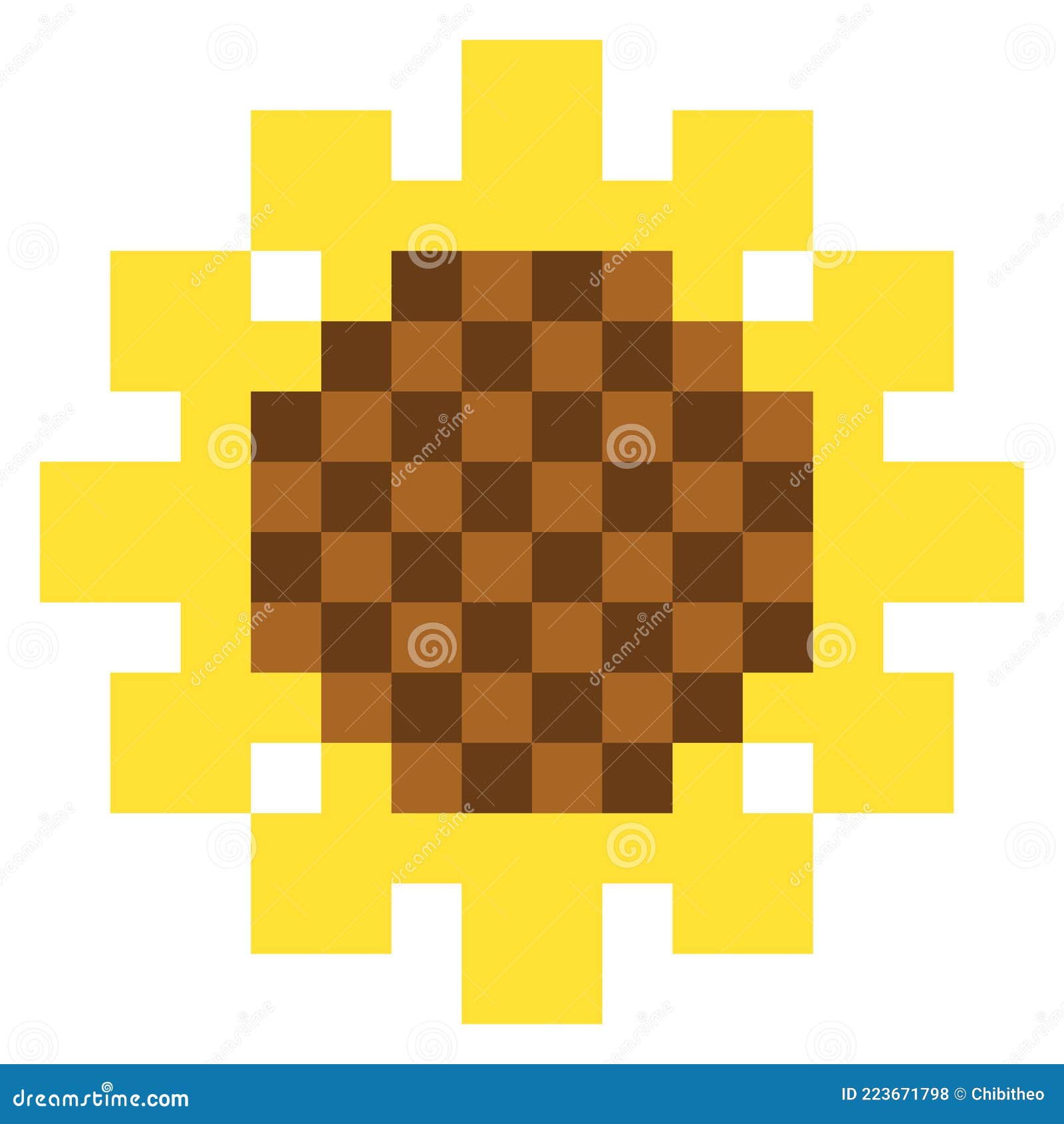 Sunflower Pattern. Pixel Sunflower Image. Vector Illustration of Pixel ...