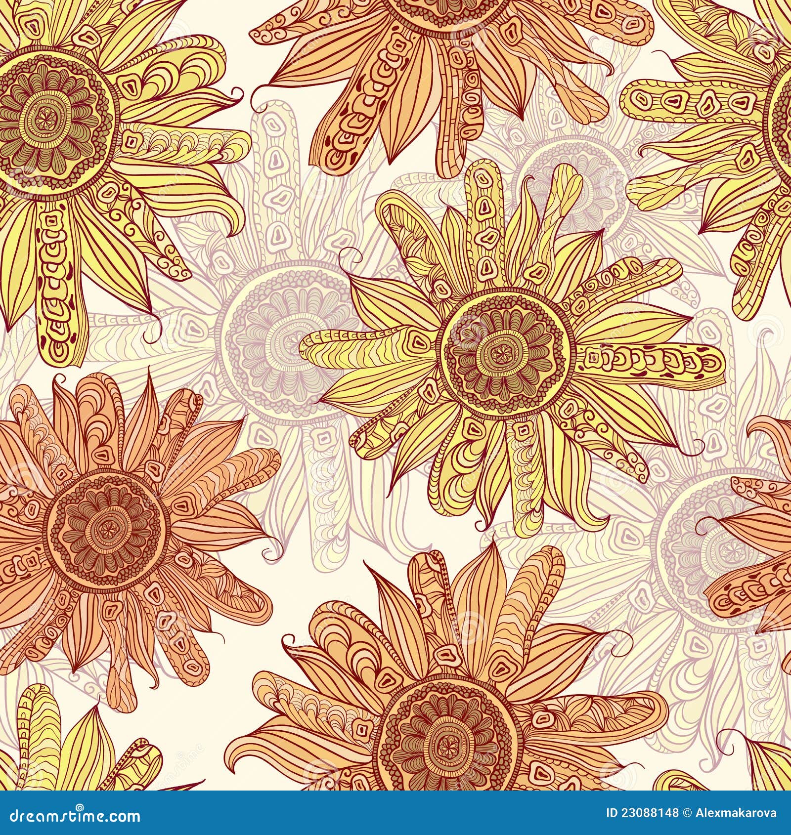 Seamless Sunflower Vector Illustration | CartoonDealer.com #16110106