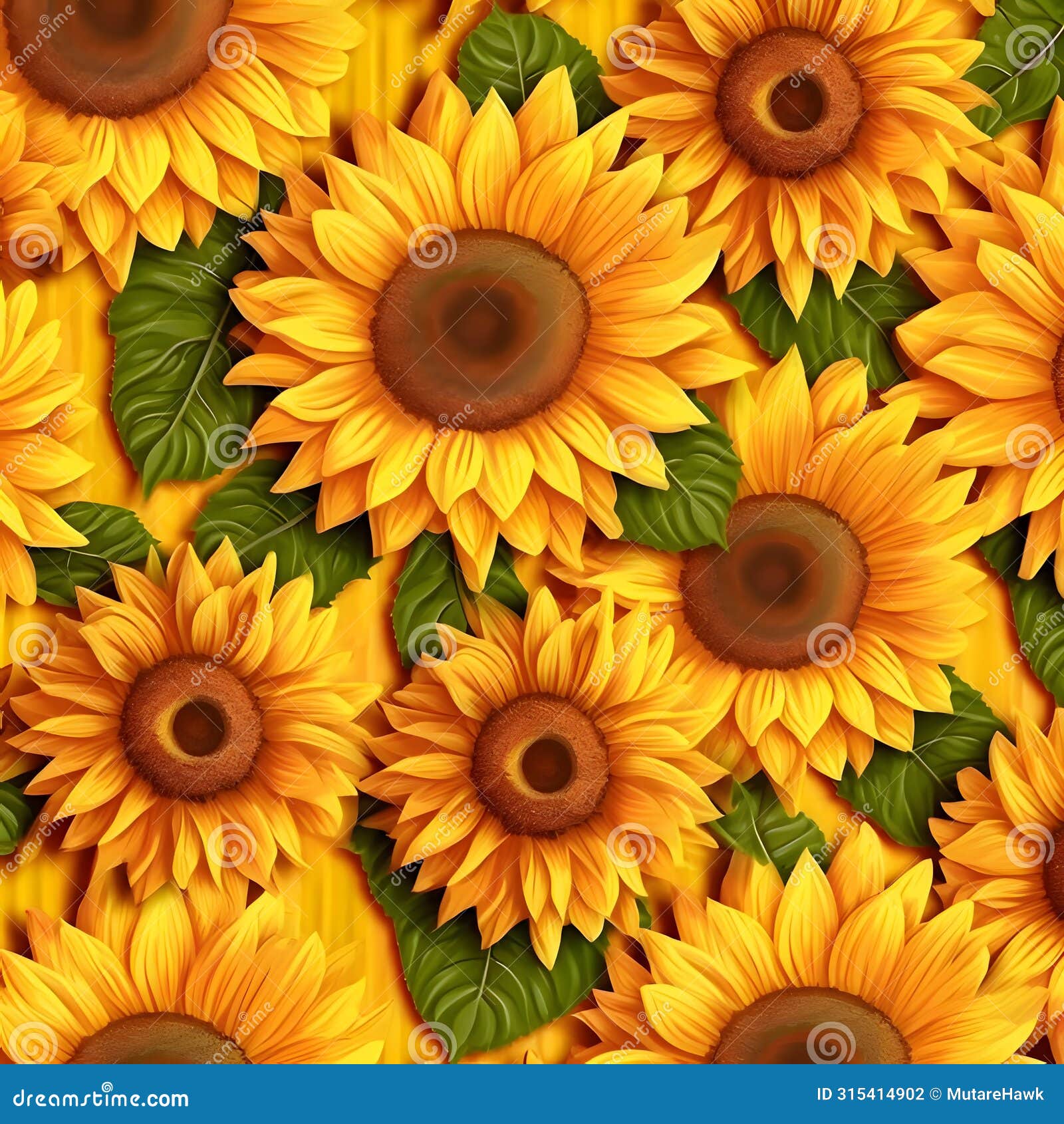 Sunflower Seamless Pattern. Vector Illustration of Sunflowers ...
