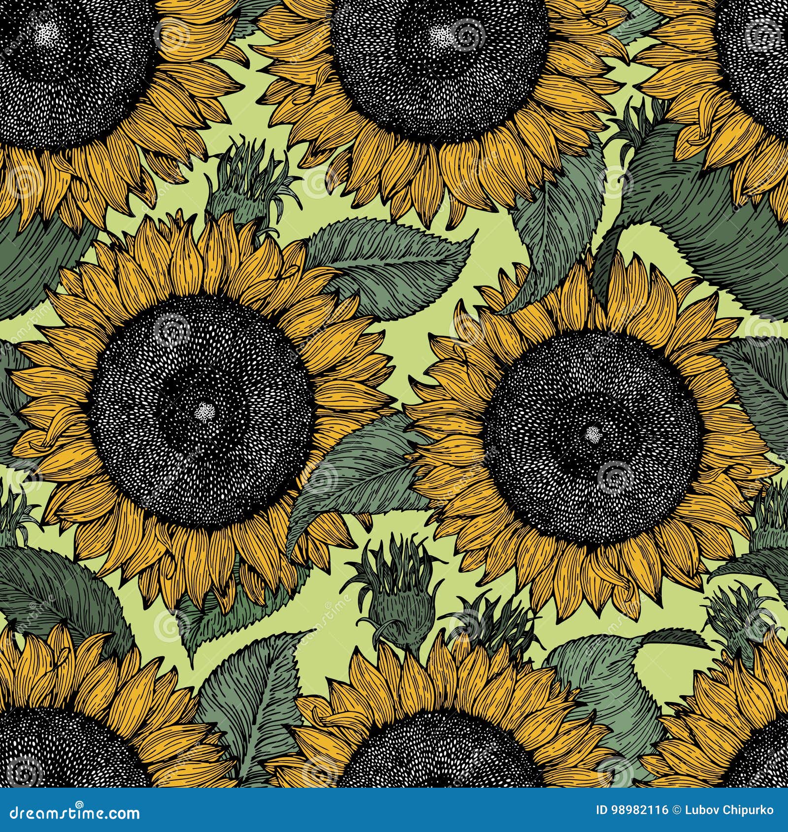 SEAMLESS SUNFLOWER PATTERN Vector Illustration | CartoonDealer.com ...