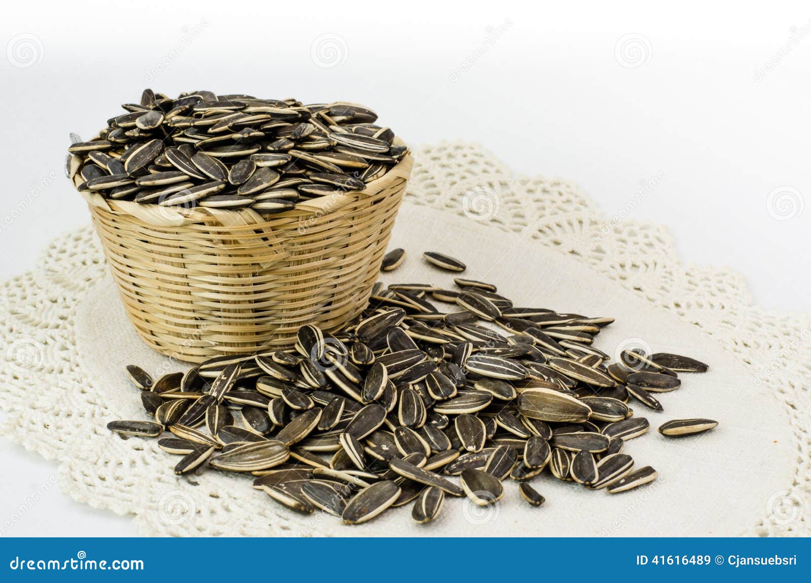 Sunflower Seed with Bamboo Bucket Stock Image - Image of food, heap ...