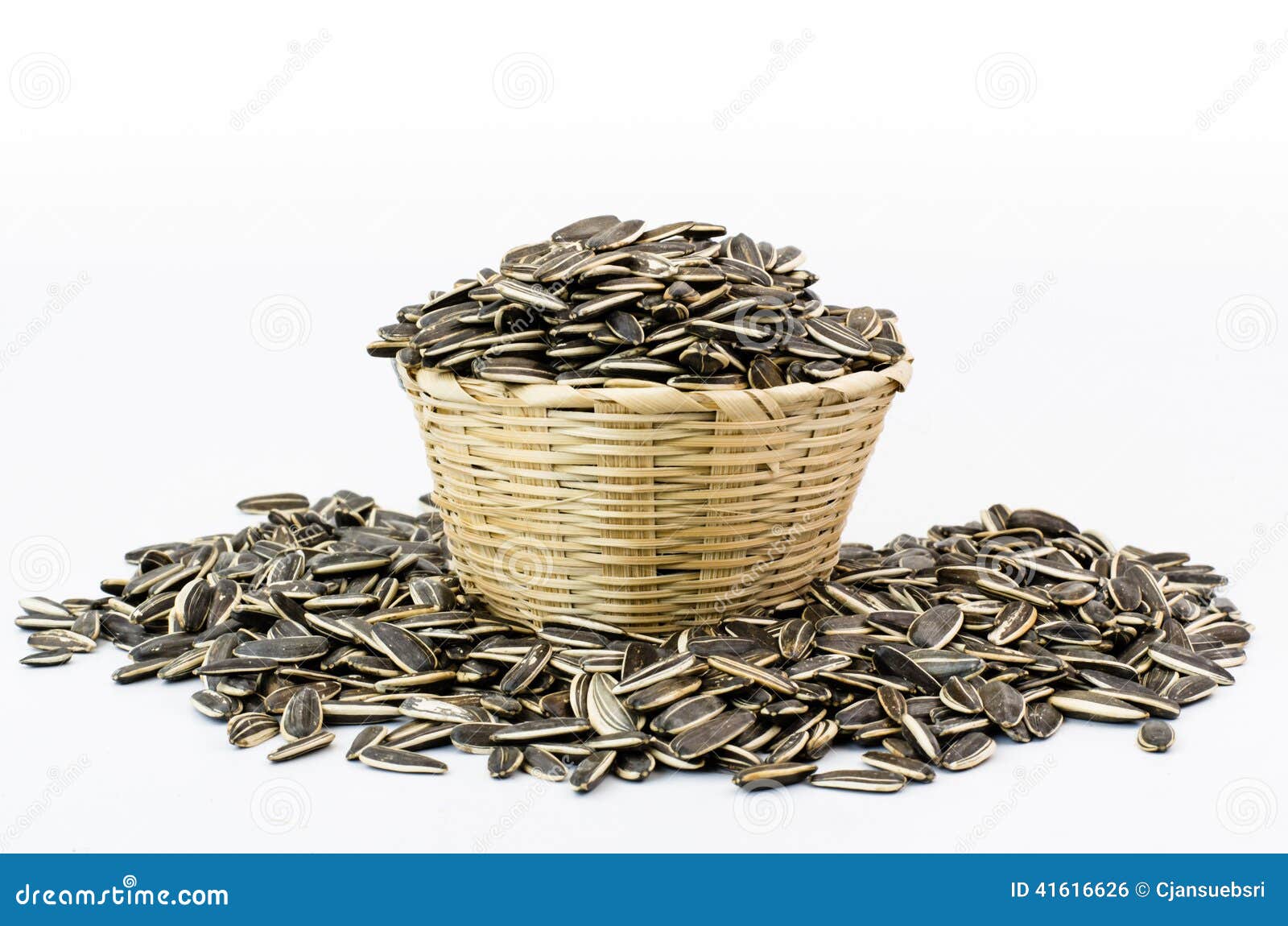 Sunflower Seed with Bamboo Bucket Stock Photo - Image of seeds ...