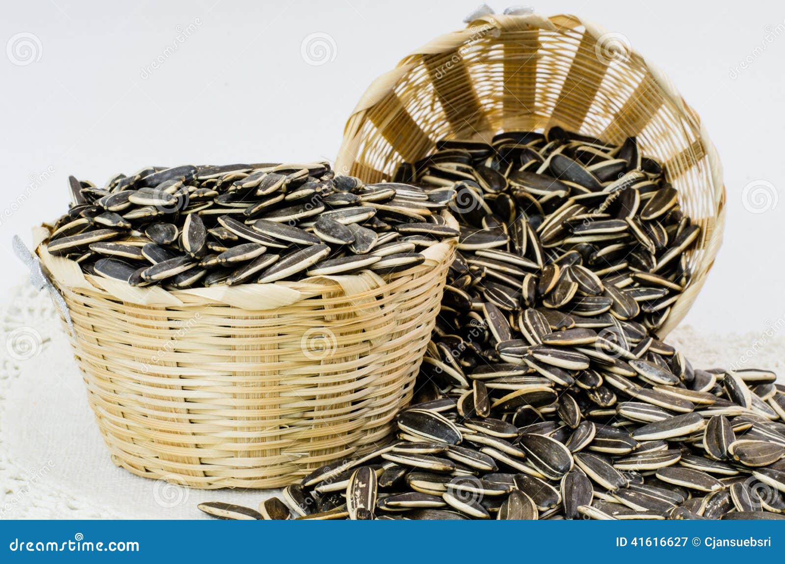 Sunflower Seed with Bamboo Bucket Stock Image - Image of nutrition ...
