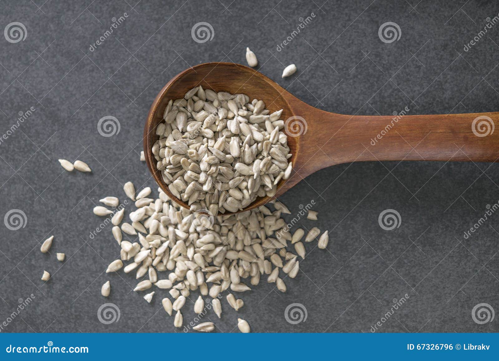 Sunflower Seed with a Wooden Spoon. Stock Photo - Image of spoon, seed ...