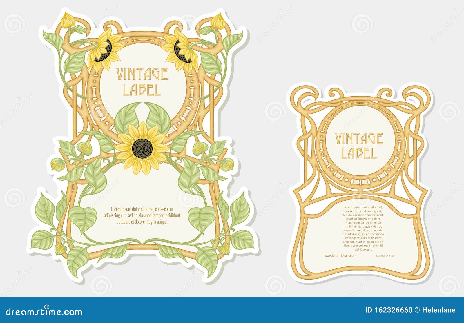 Sunflower. Set Of 2 Labels, Decorative Frames, Borders. Vector ...