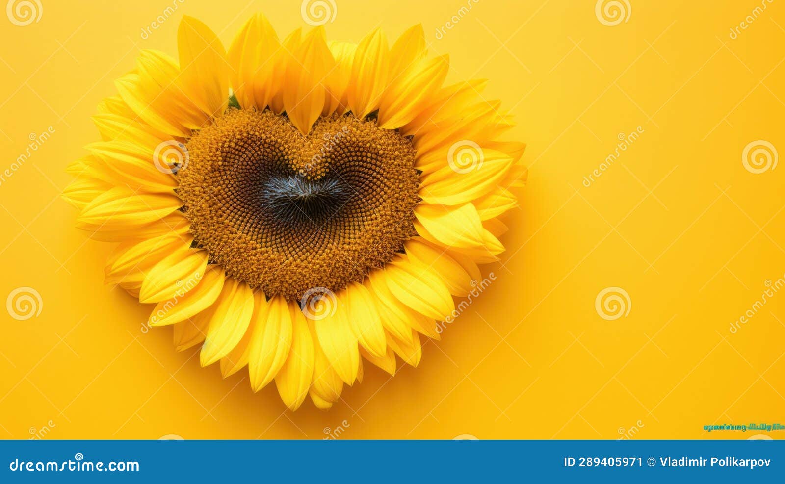 Sunflower in the Shape of a Heart on a Plain Background Stock ...