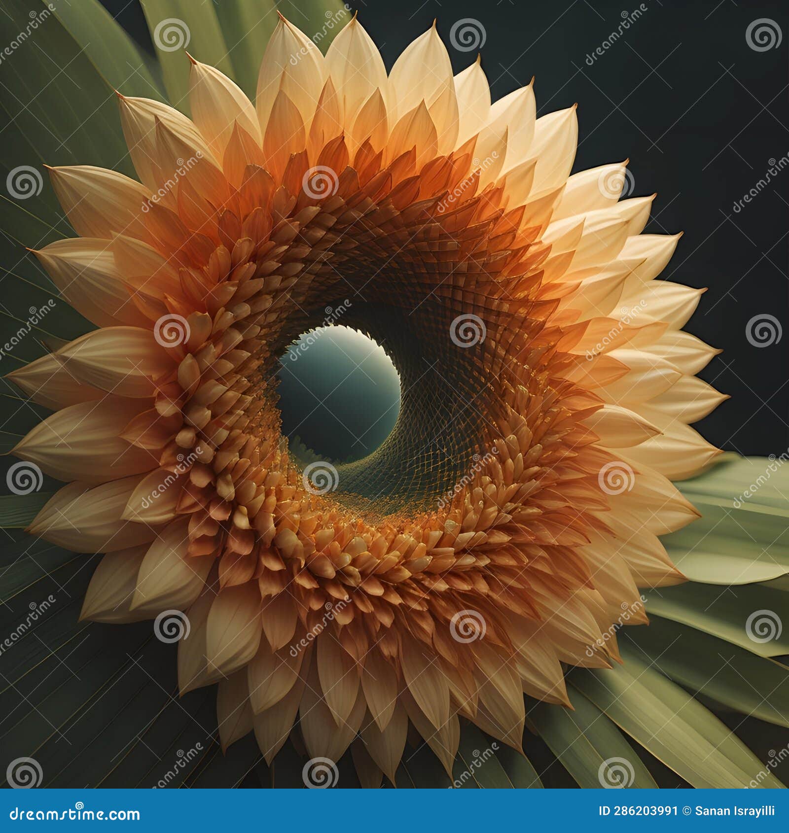 A Sunflower in the Shape of a Spiral. Generative Ai Stock Illustration ...