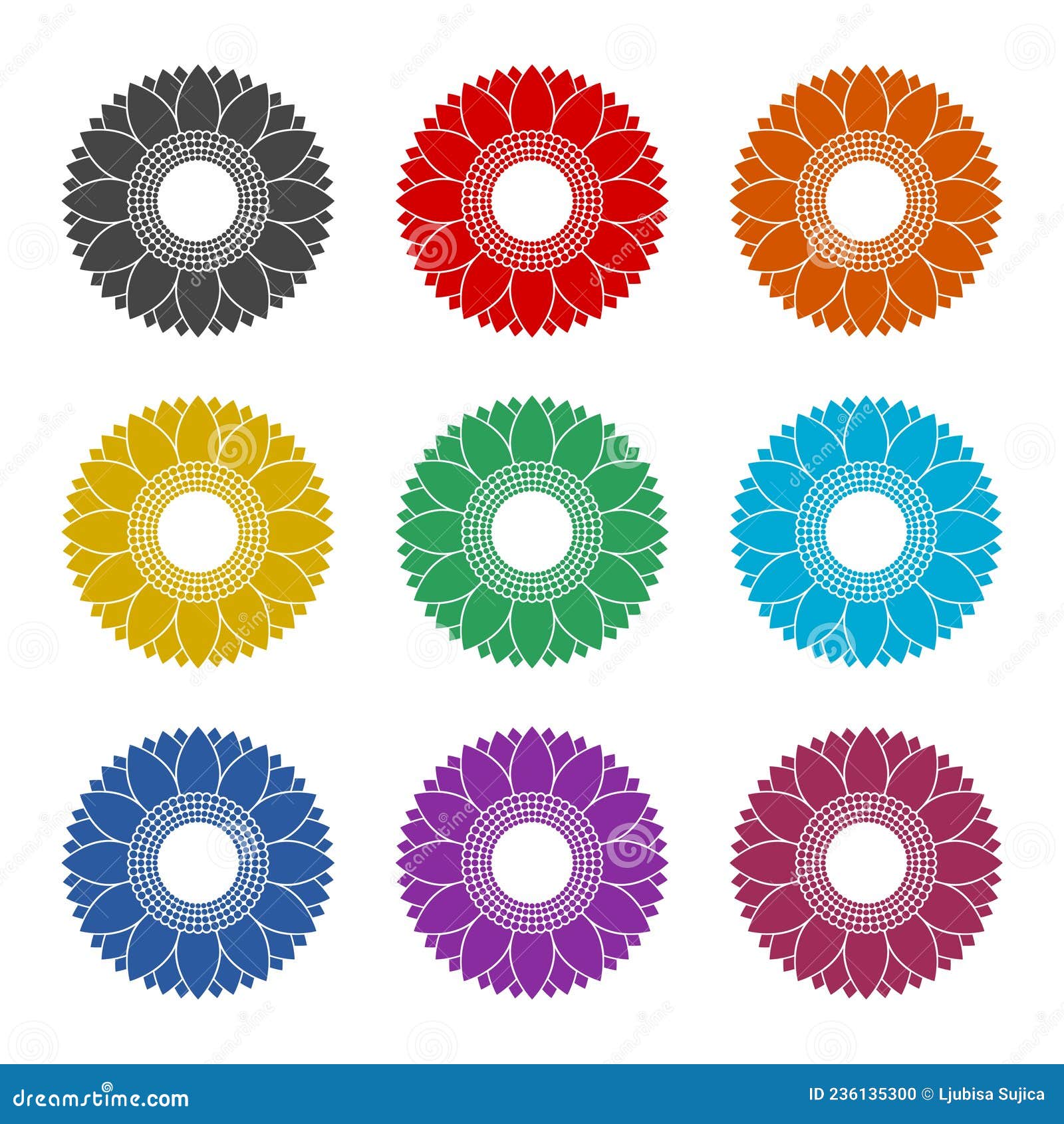 Sunflower Simple Icon Flower Silhouette Vector Illustration Sunflower
