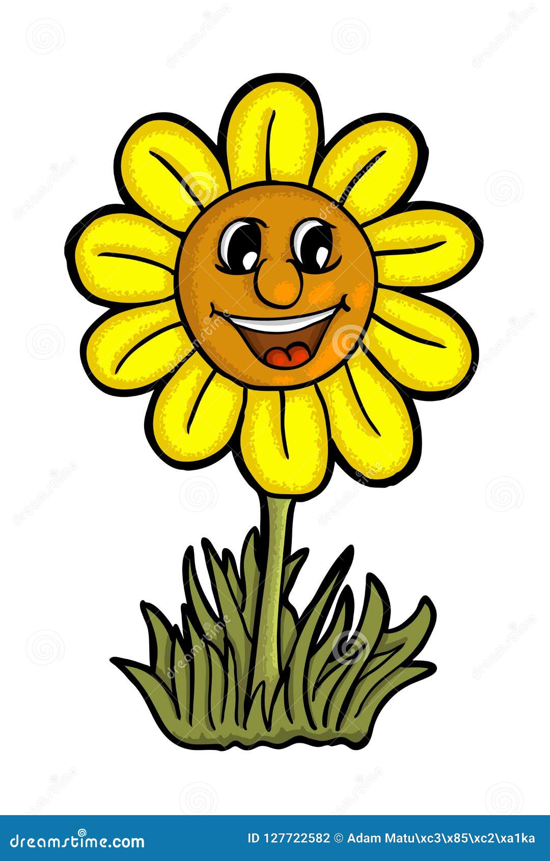 Sunflower with smile stock vector. Illustration of sunflower - 127722582