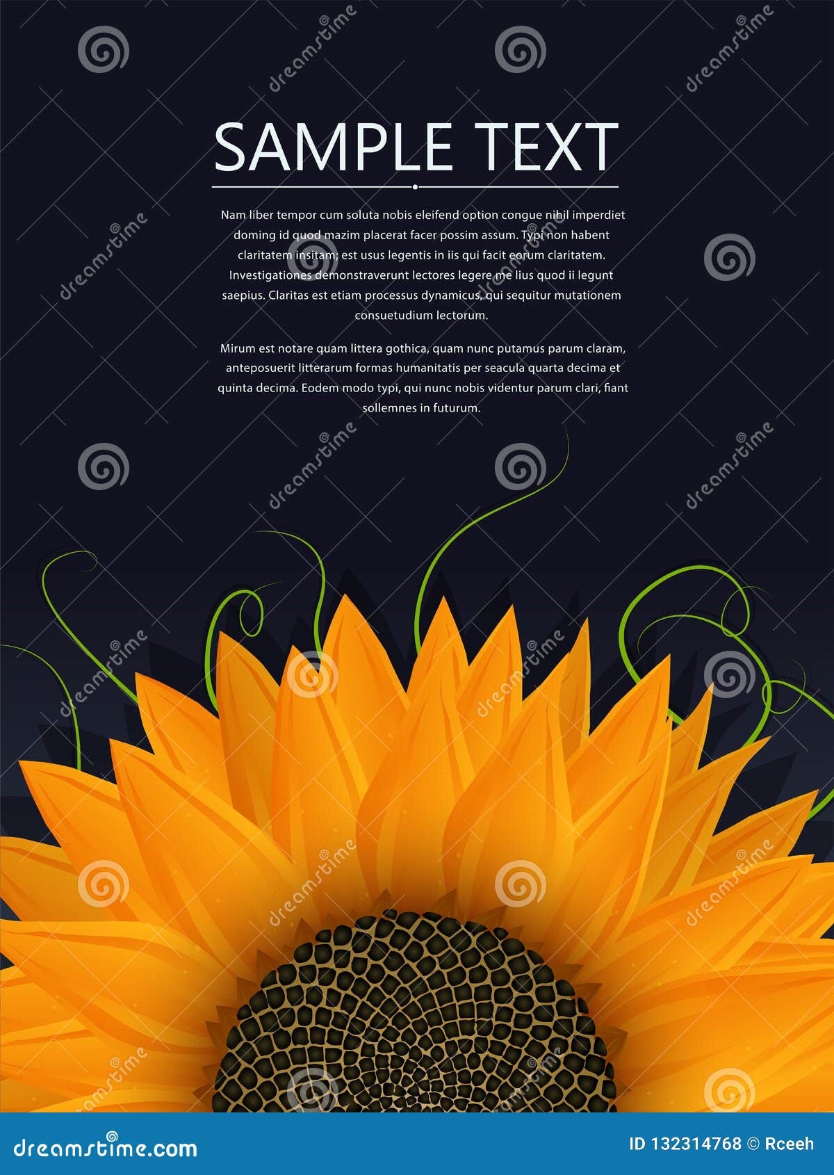 Sunflower text card stock vector. Illustration of petals - 132314768