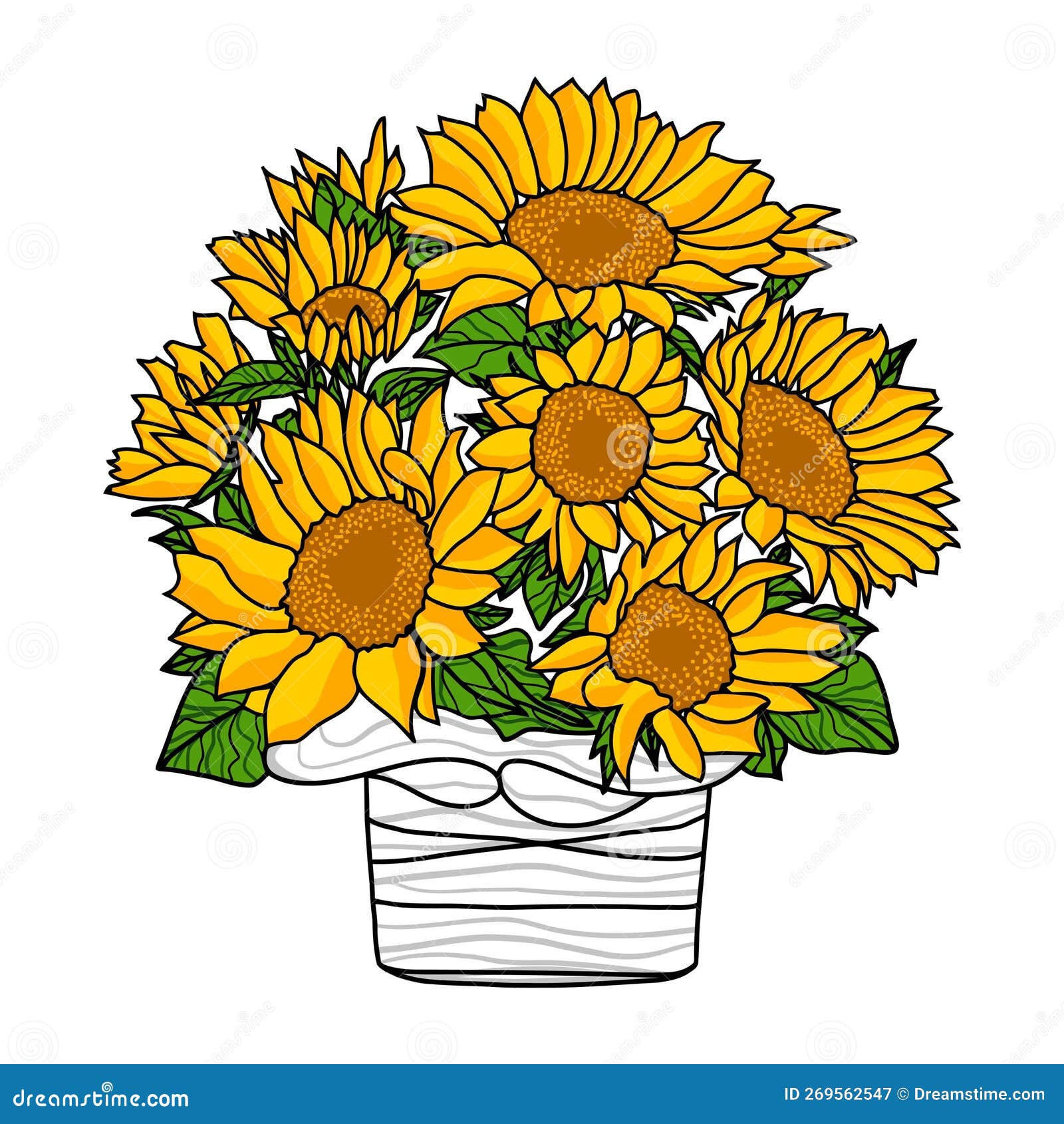 Sunflower vase vector stock vector. Illustration of flora - 269562547