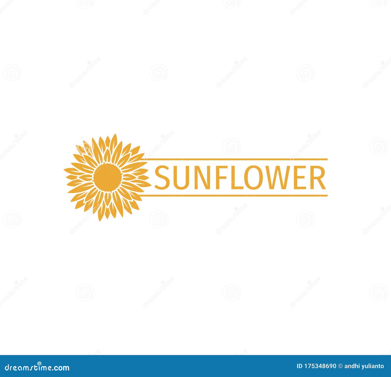 Sunflower Vector Logo Design Concept With Space Bar For Text Writing ...