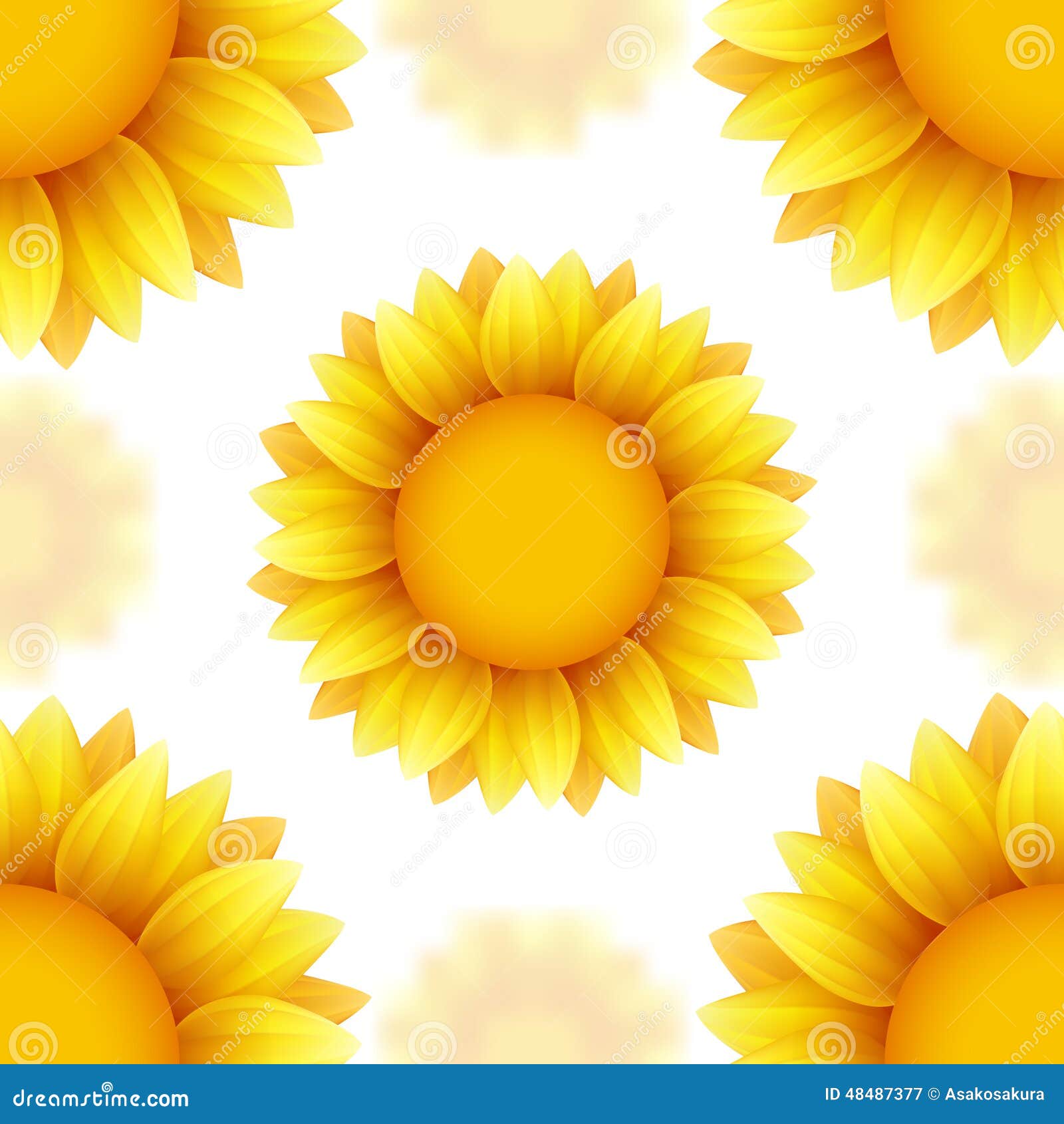 Sunflower Vector Seamless Background Stock Vector - Illustration of ...