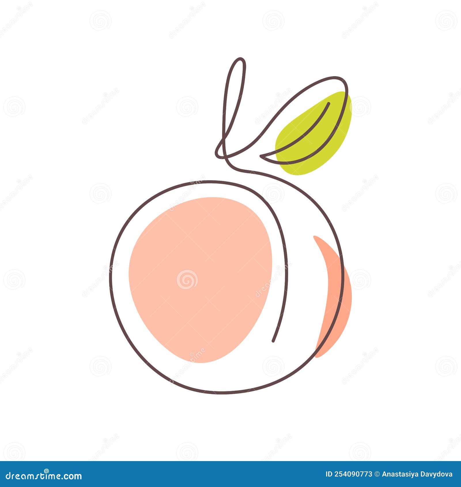 Peach Line Art. One Continuous Line Drawing Style Fruit Stock Vector ...