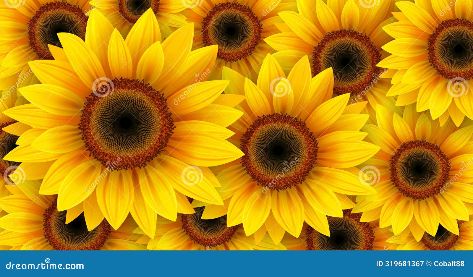 Sunflowers Background, Many Yellow Flowers Pattern Wallpaper Stock ...