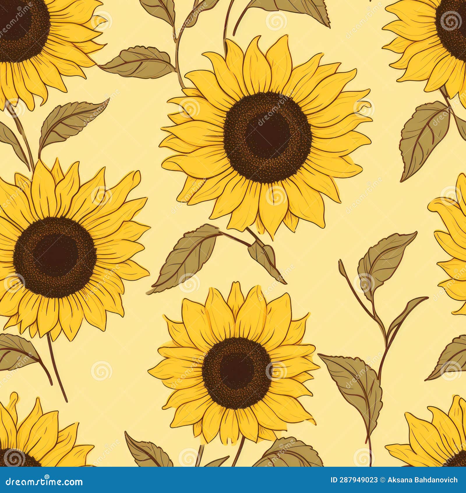 Sunflowers tile stock illustration. Illustration of print - 287949023