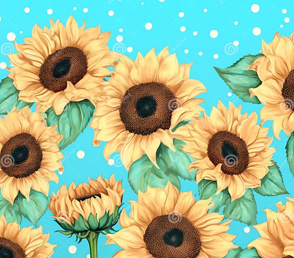 Sunflowers on a Bright Leopard Print Southern Style Pattern Background ...