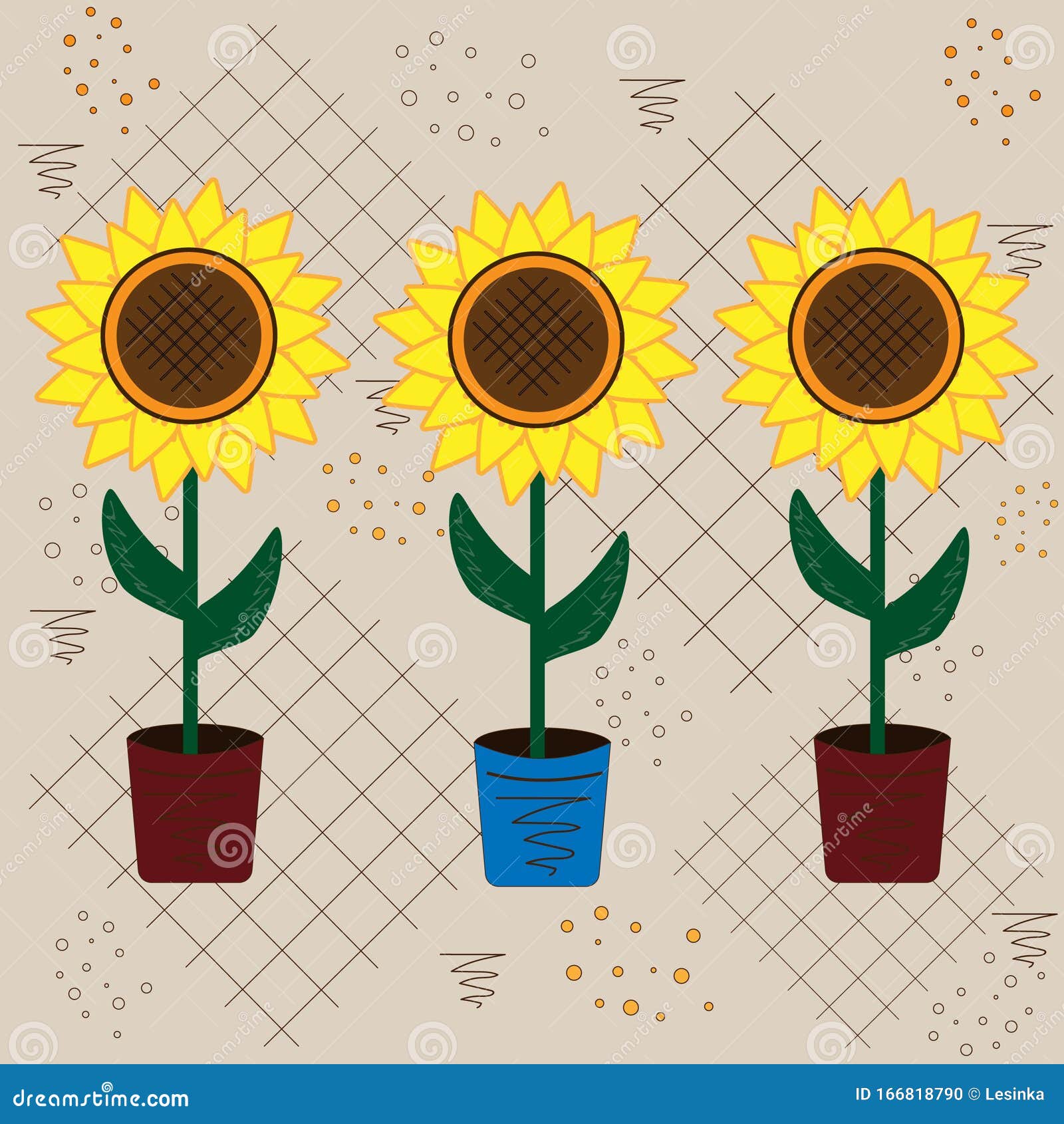 Three-sunflowers,-pattern stock vector. Illustration of sunflower ...