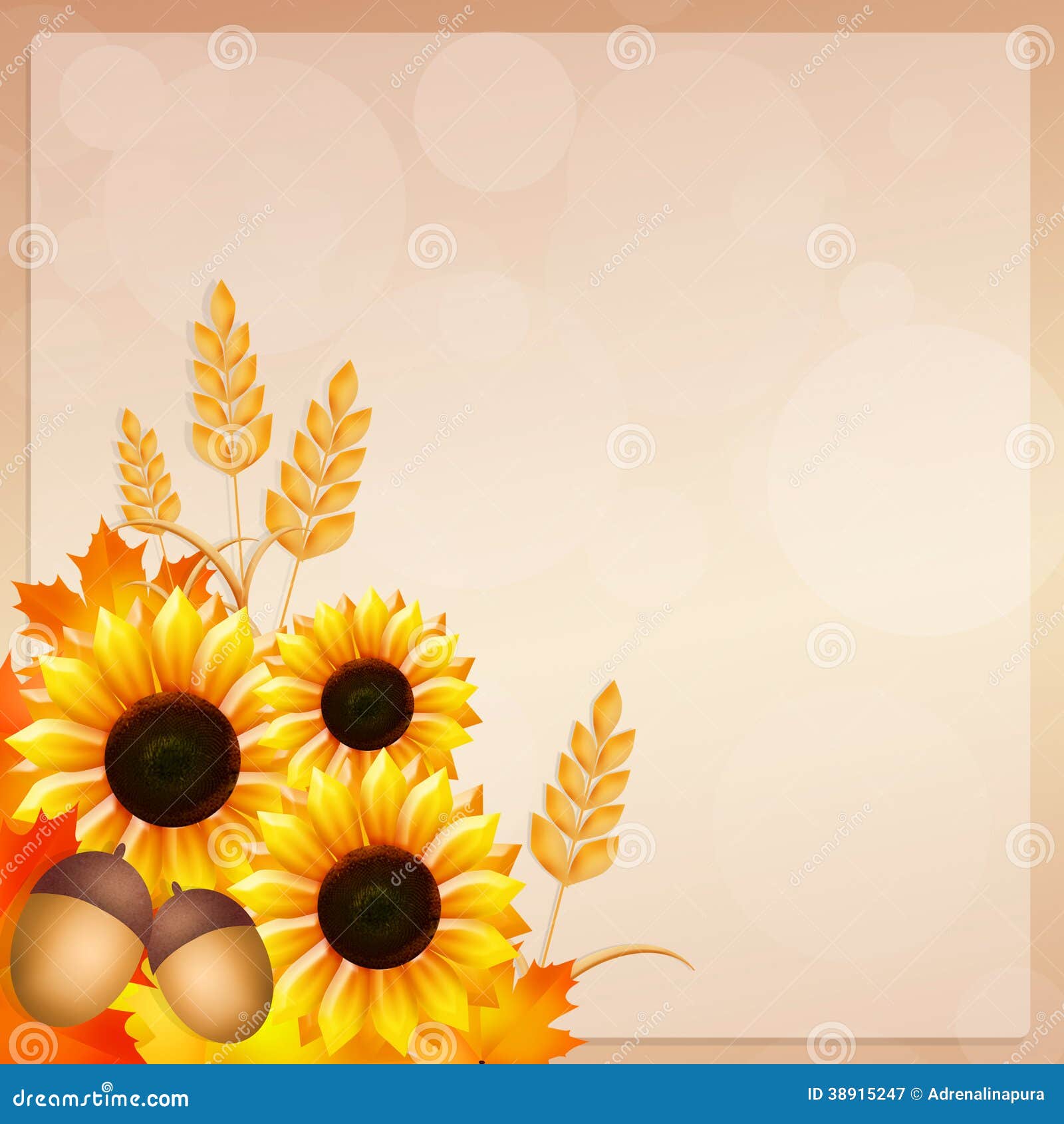 Sunflowers frame stock illustration. Illustration of leaves - 38915247