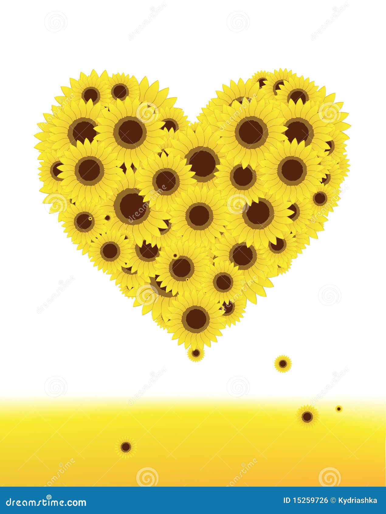 Sunflowers Heart Shape For Your Design, Summer Stock Vector ...