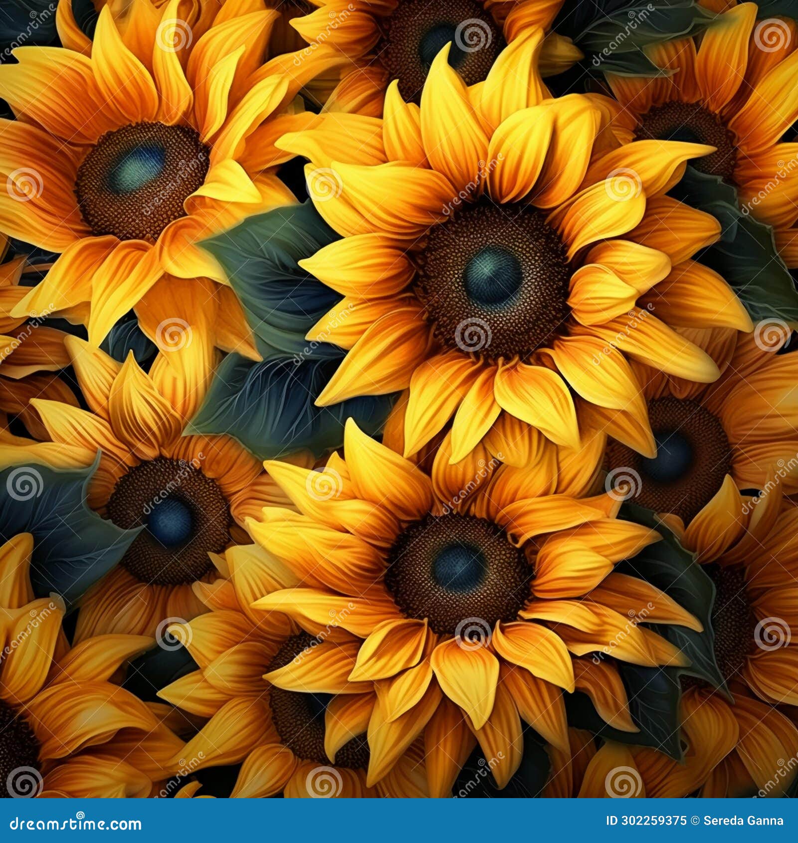 Sunflowers Realistic Pattern Illustration Stock Illustration ...