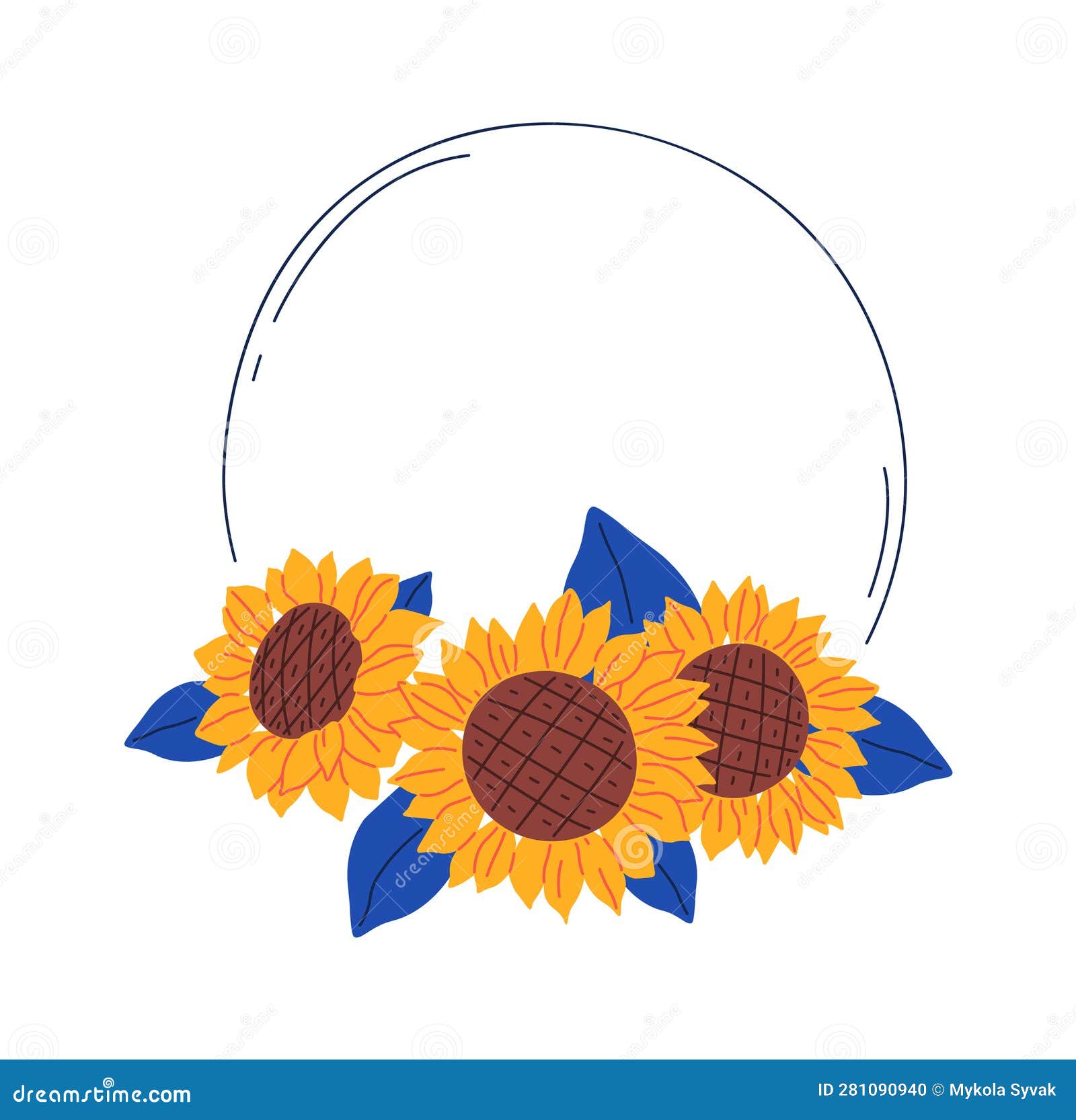 Sunflowers Round Frame stock vector. Illustration of sunflower - 281090940