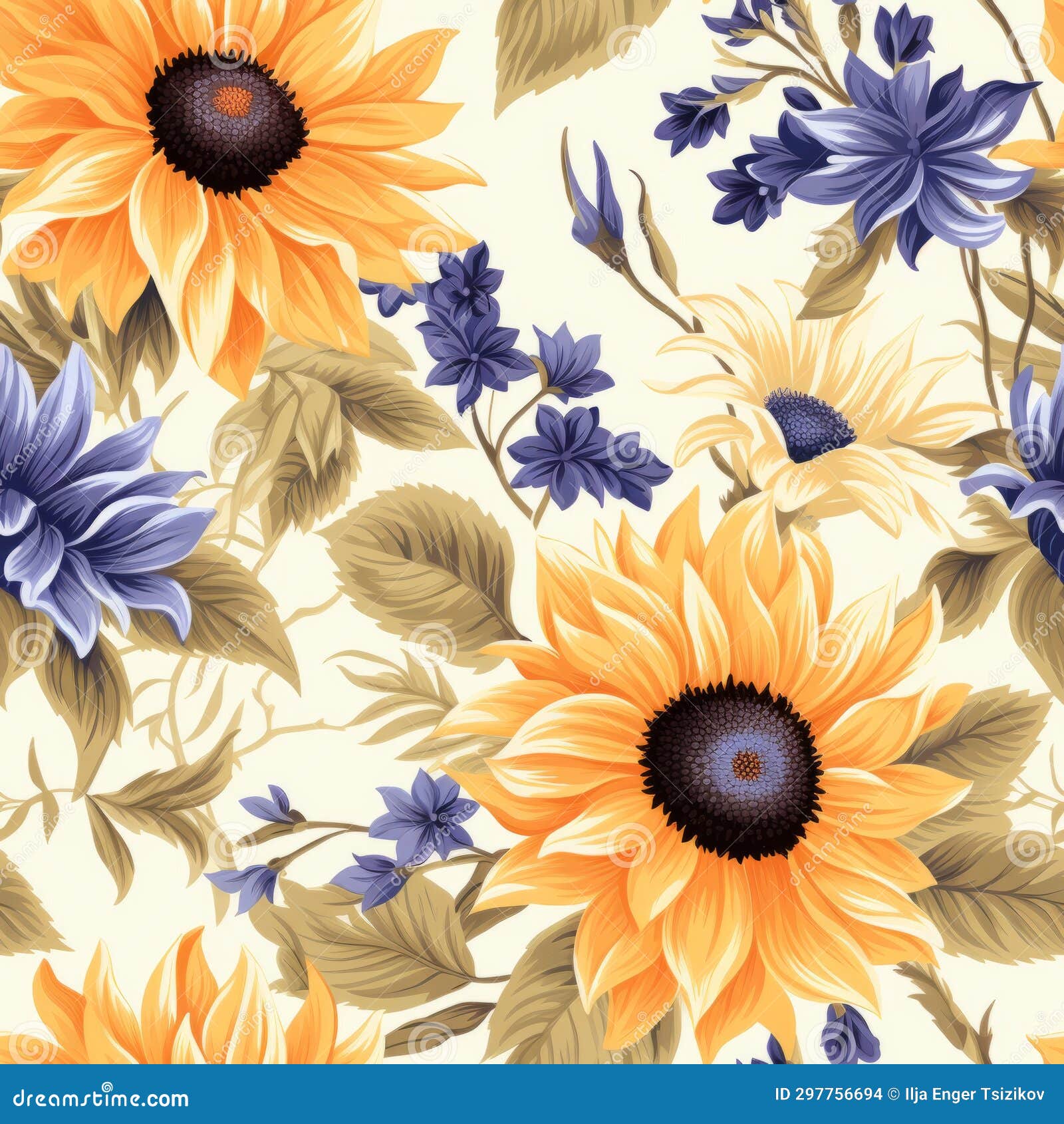 Sunflowers Seamless Pattern in Various Sizes and Colors for a Visually ...